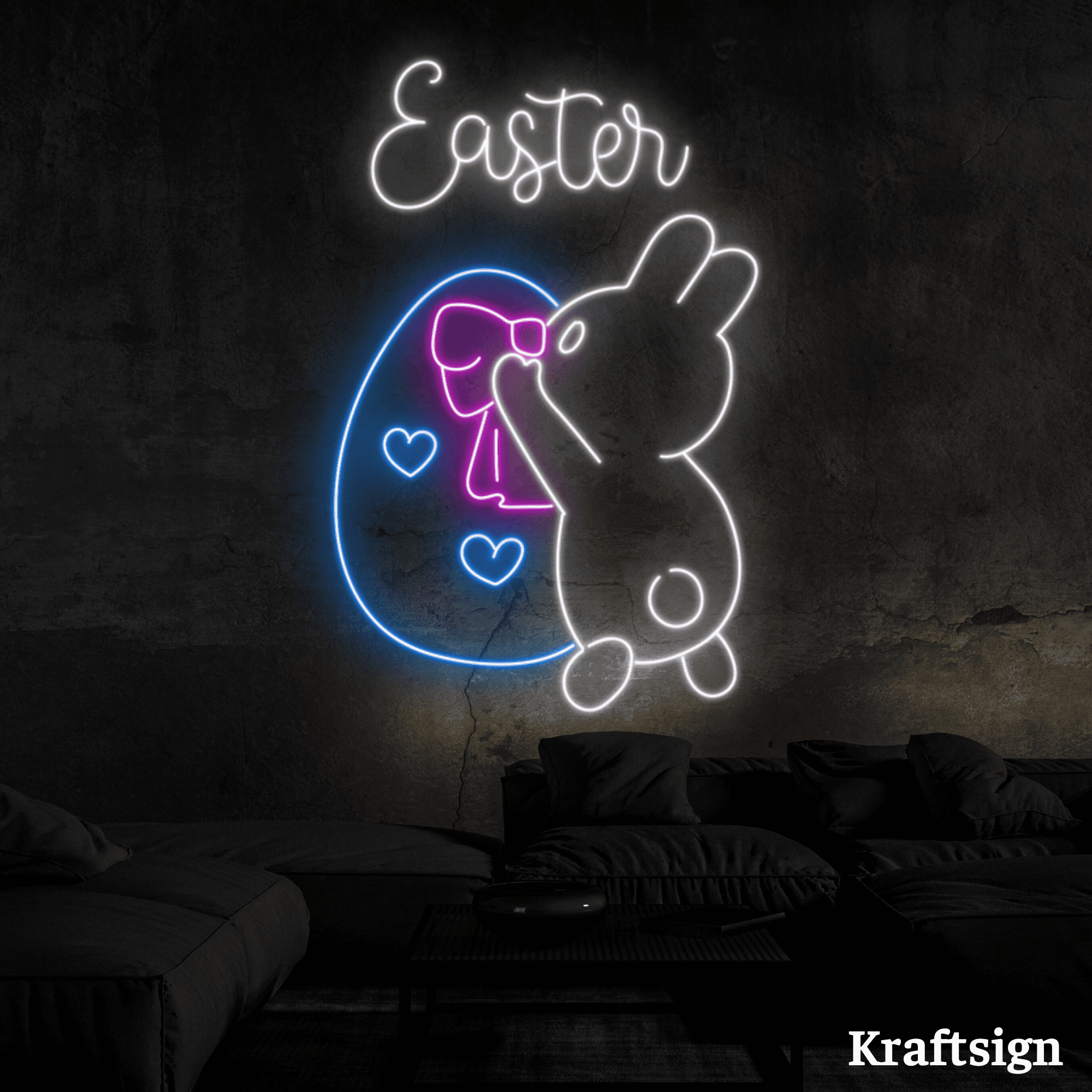 Craftnamesign Rabbit Egg Neon Sign, Easter Day Decor, Nursery Room ...