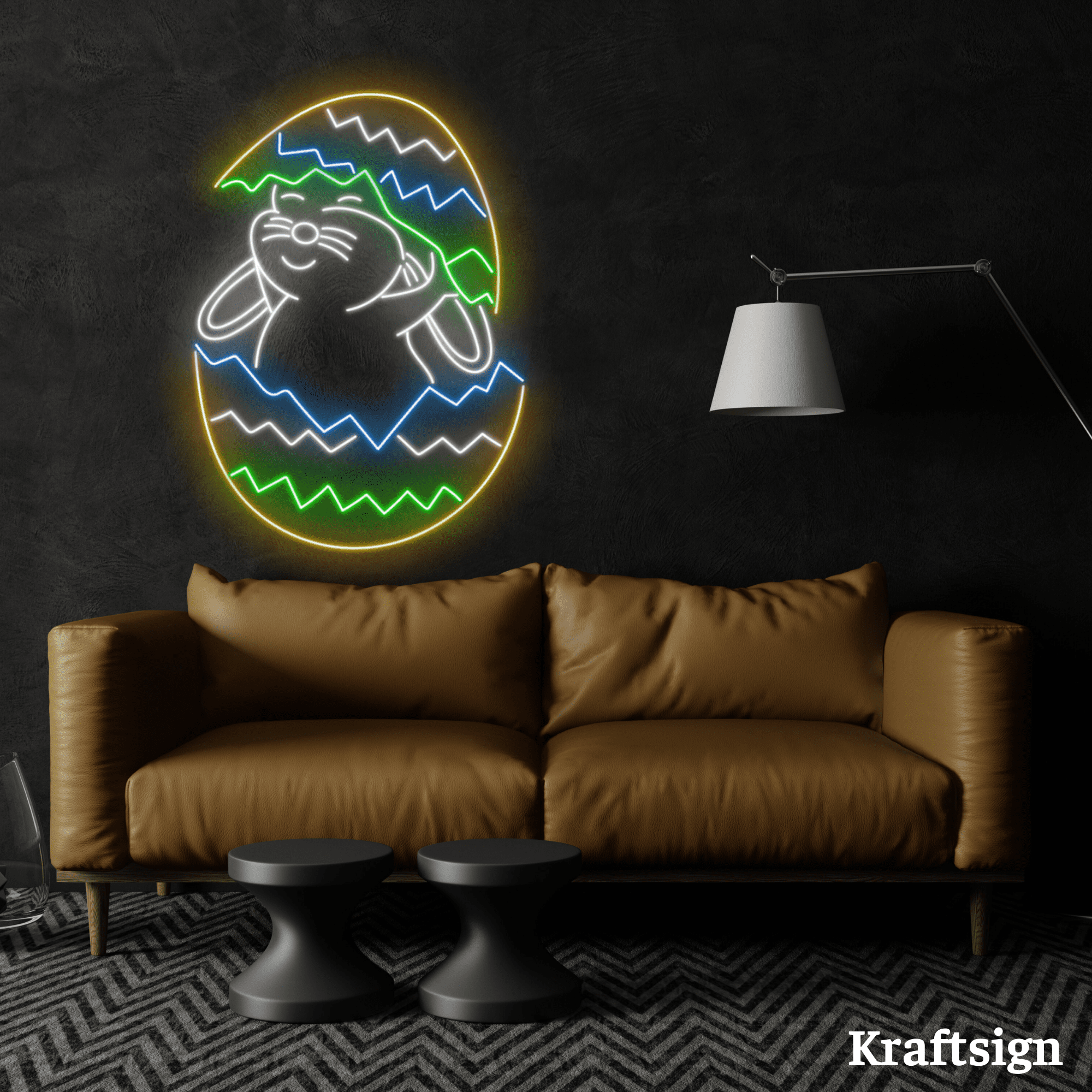 Craftnamesign Rabbit Egg Neon Sign,Easter Day Decor,Nursery Room Decor ...