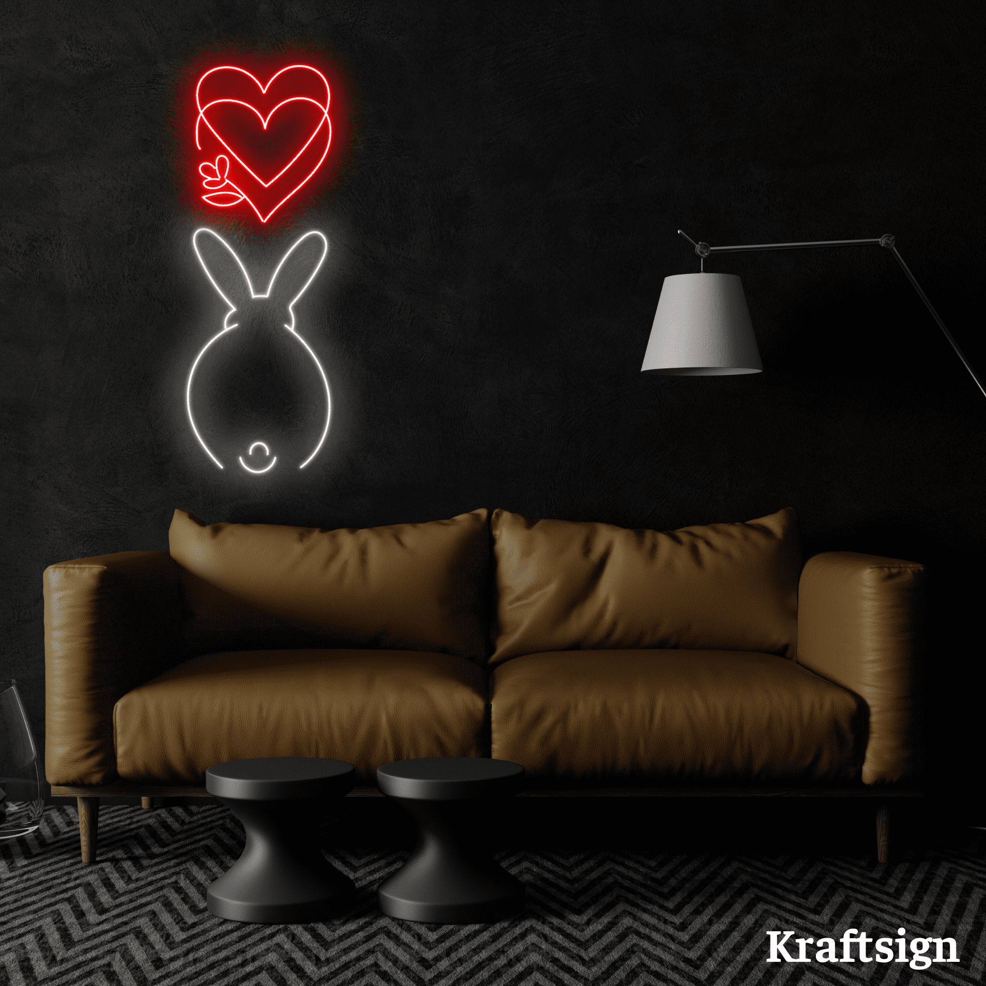 Craftnamesign Rabbit Heart Neon Sign, Rabbit Lover Gifts, Nursery Decor ...