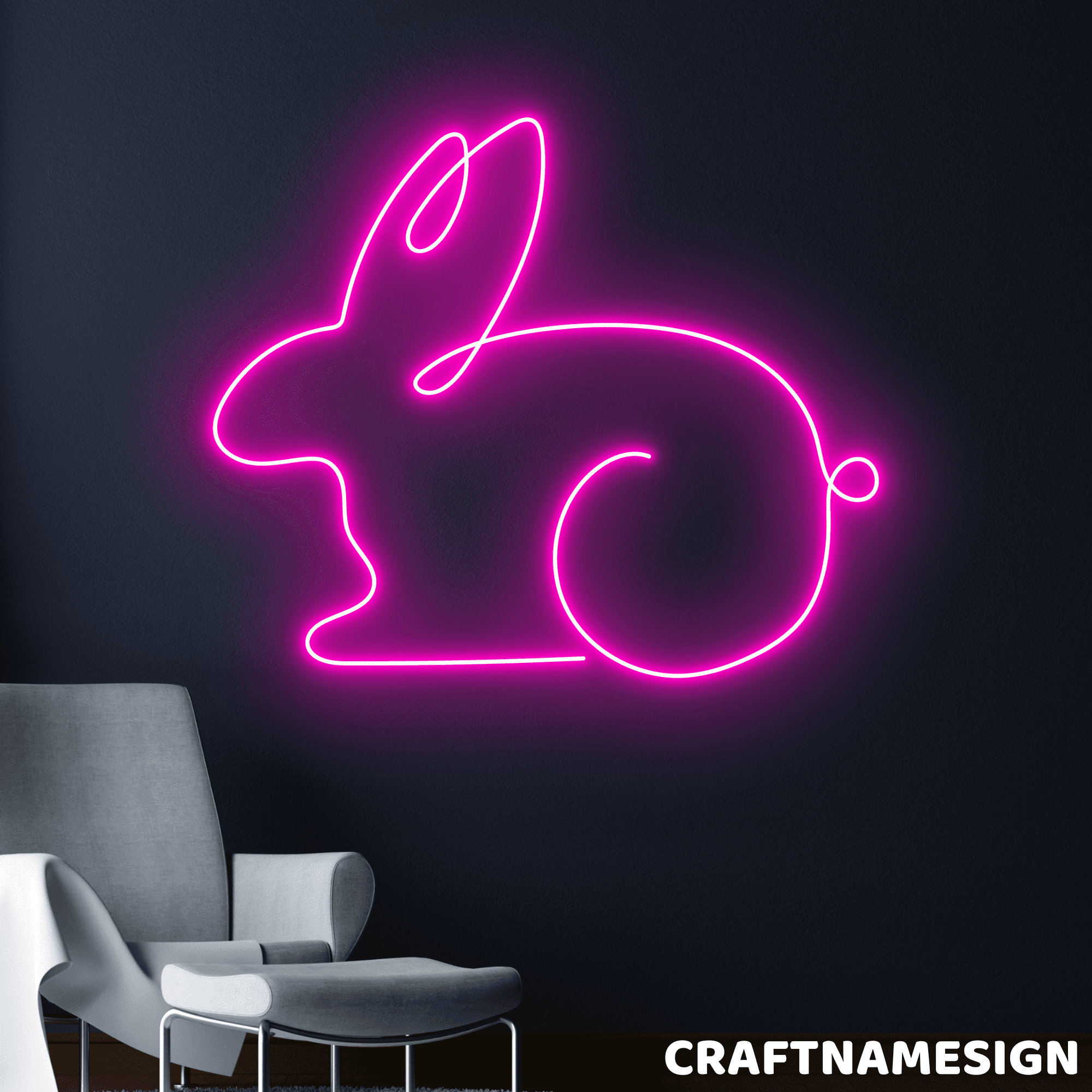 Craftnamesign Rabbit Line Art Neon Sign, Aesthetic Wall Decor, Bedroom ...