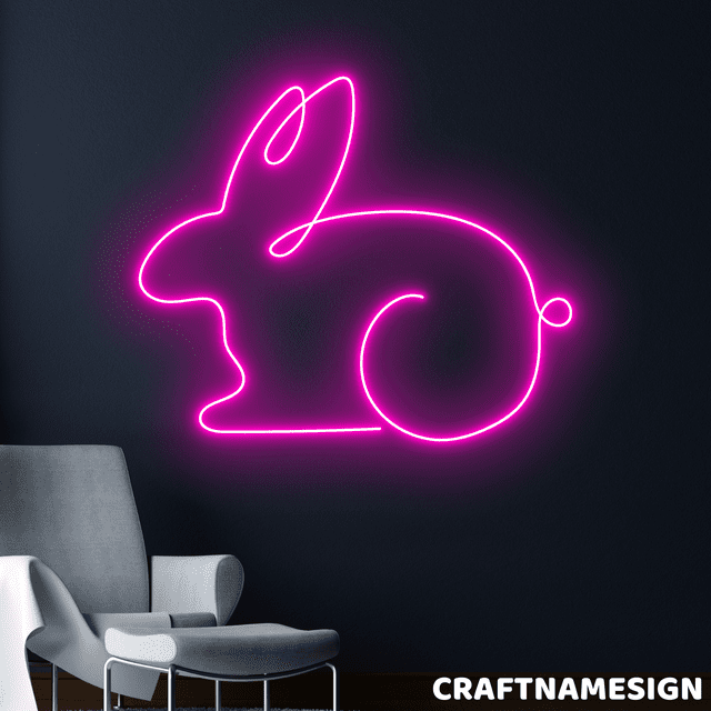 Craftnamesign Rabbit Line Art Neon Sign, Aesthetic Wall Decor, Bedroom ...