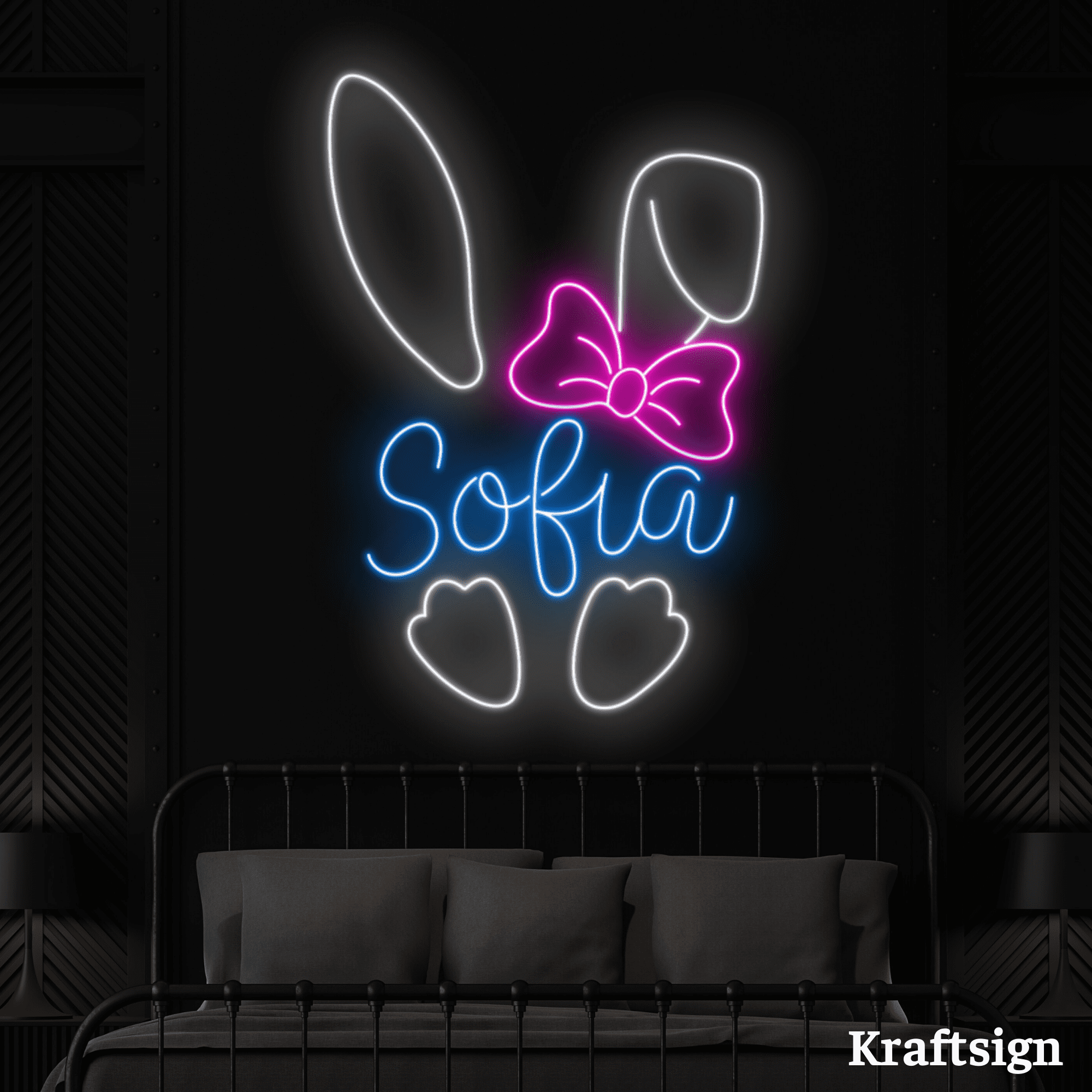 Craftnamesign Rabbit Neon Sign, Custom Name LED Sign, Kid Room Decor ...
