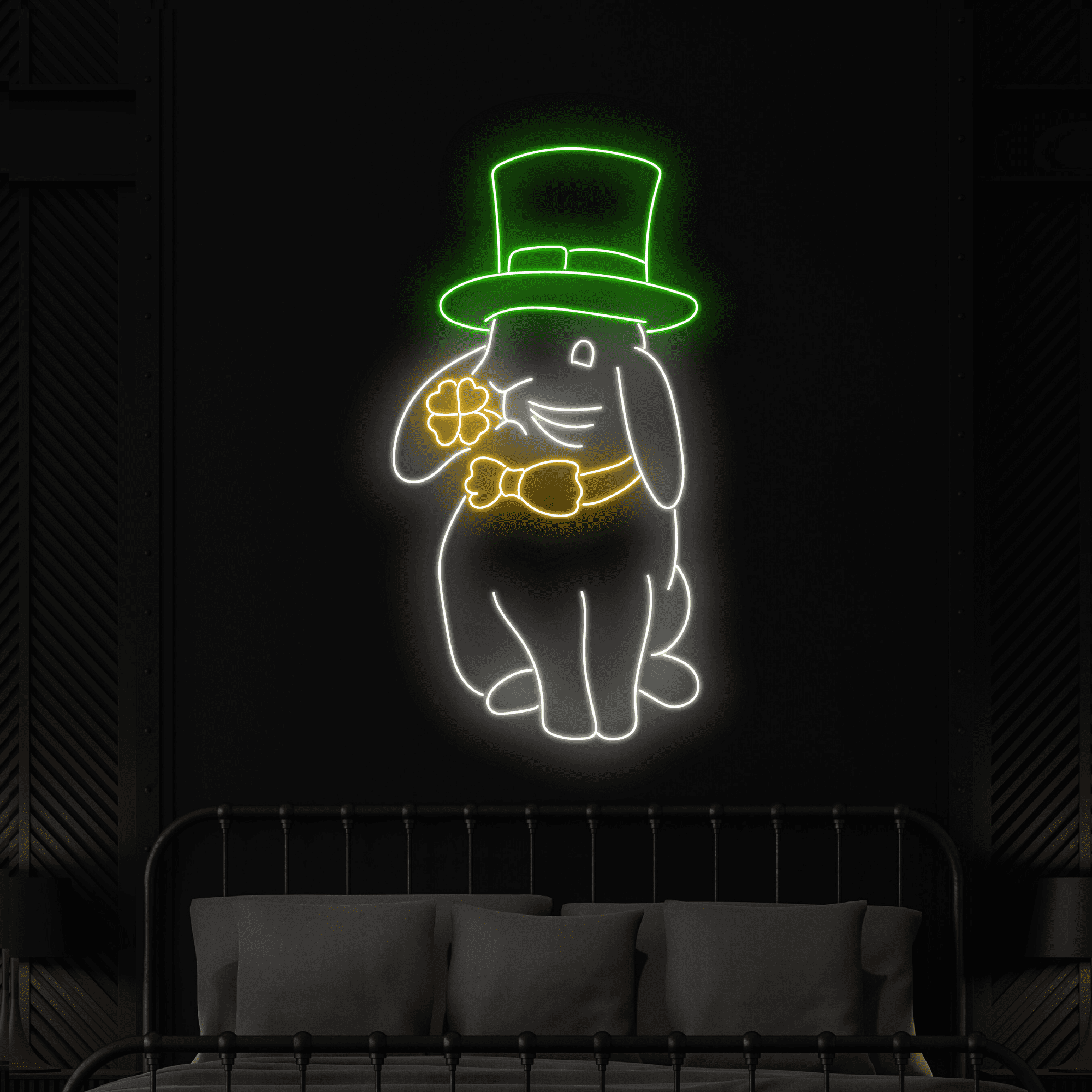 Craftnamesign Rabbit Patrick Hat Neon Sign, Patrick Day Decor, Rabbit ...