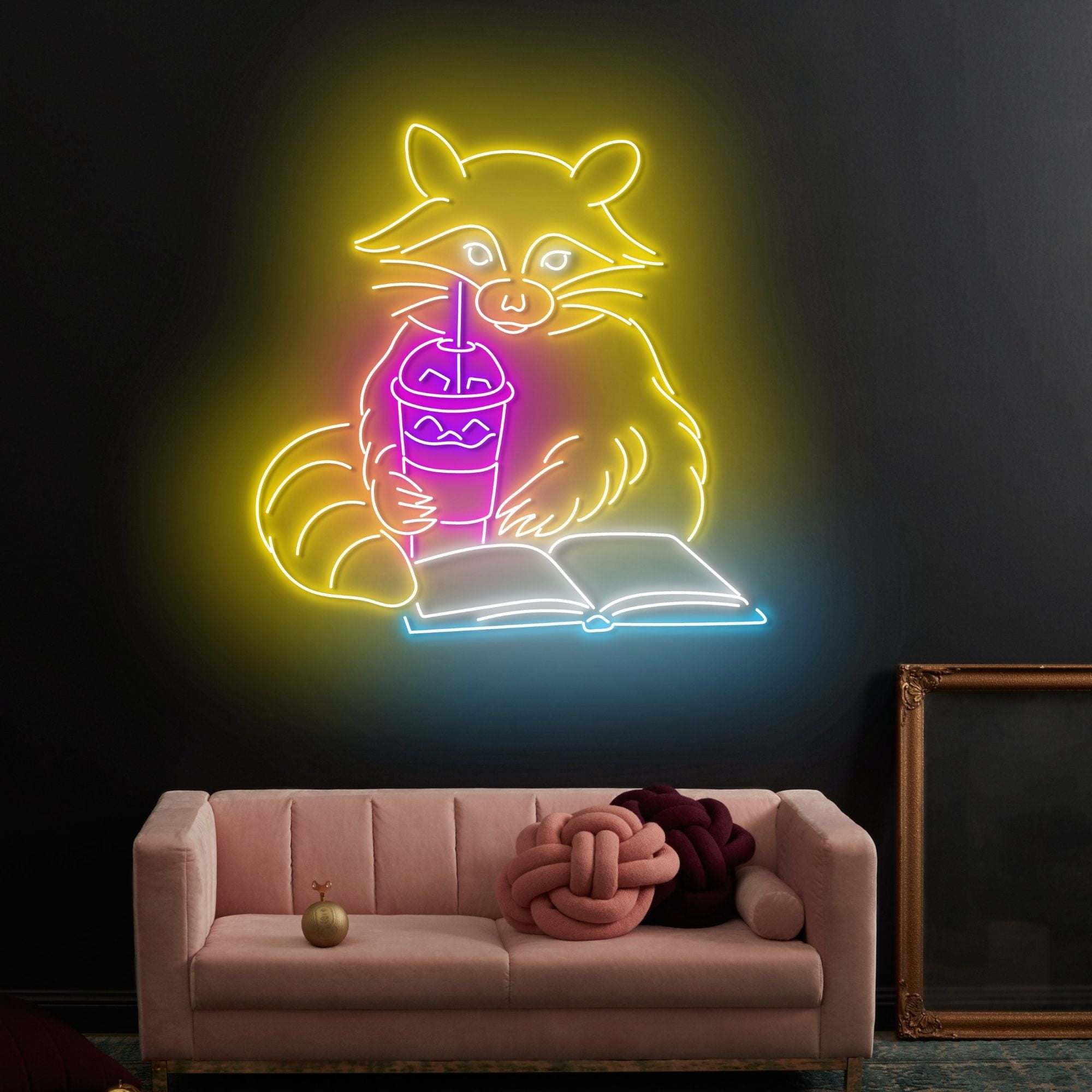 Craftnamesign Raccoon Booktrovert Neon Sign Wall Art, Raccoon Led Light ...