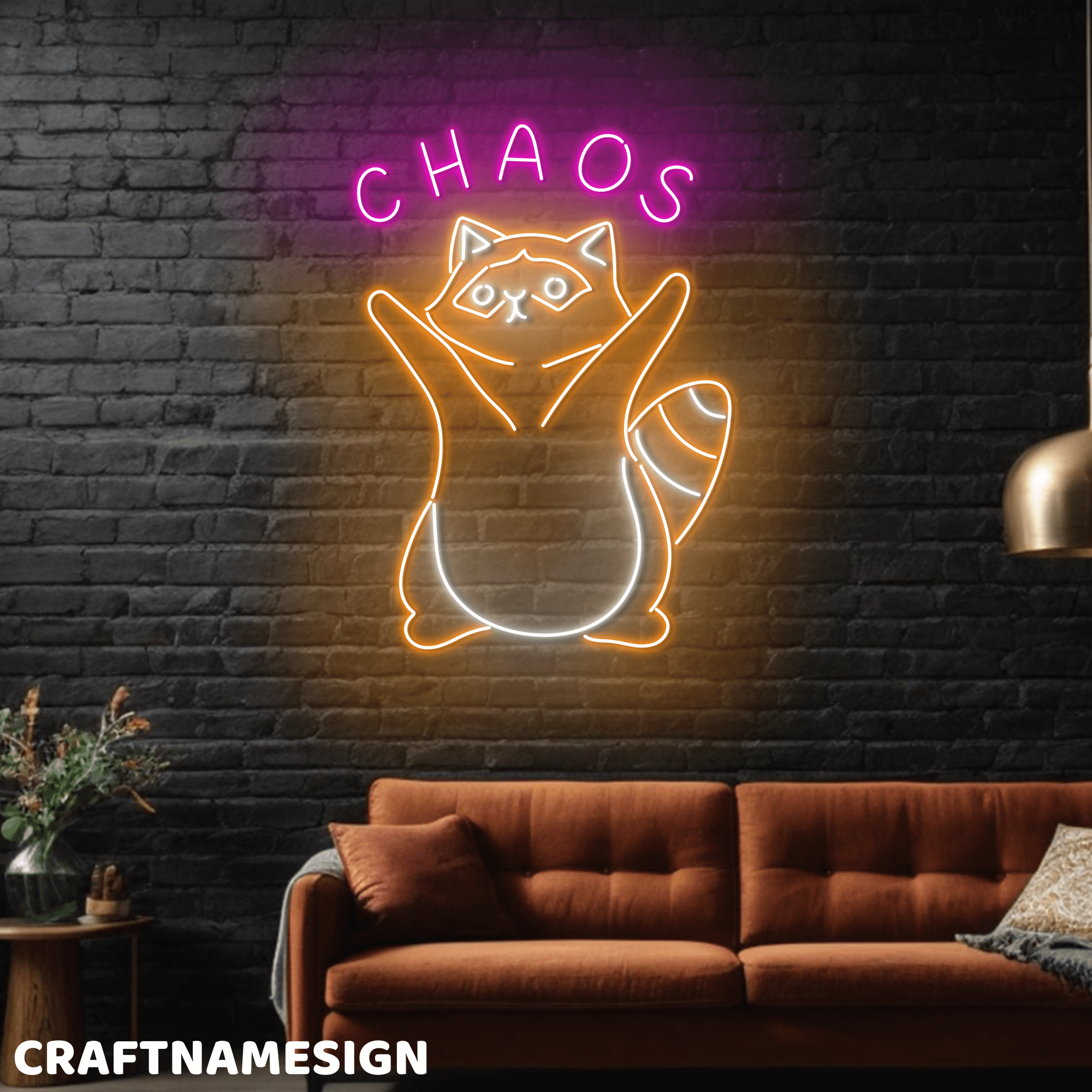 Craftnamesign Raccoon Chaos Neon Light, Animal LED For Bedroom Store ...