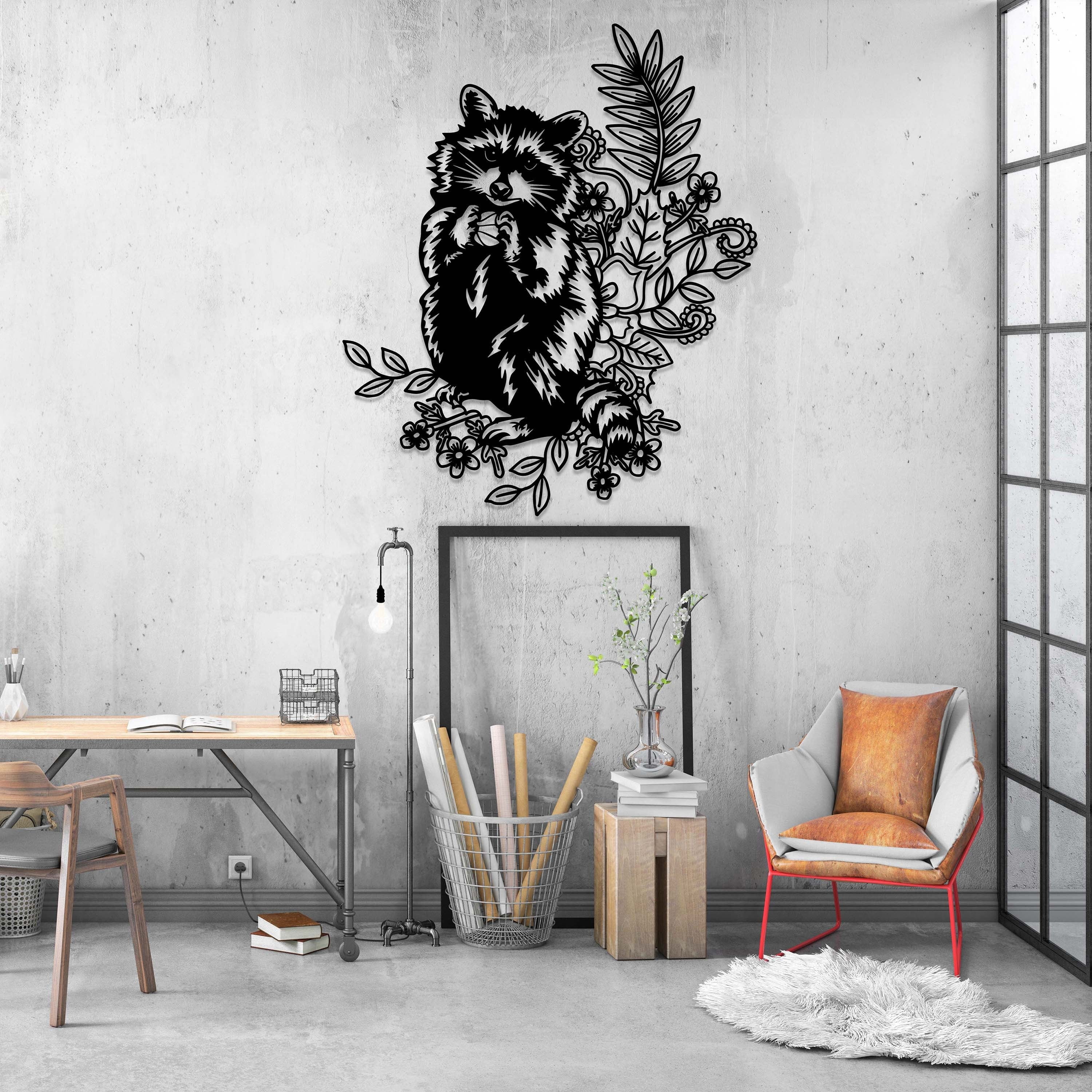 Craftnamesign Raccoon Metal Sign LED Light, Woodland Animal Sign ...