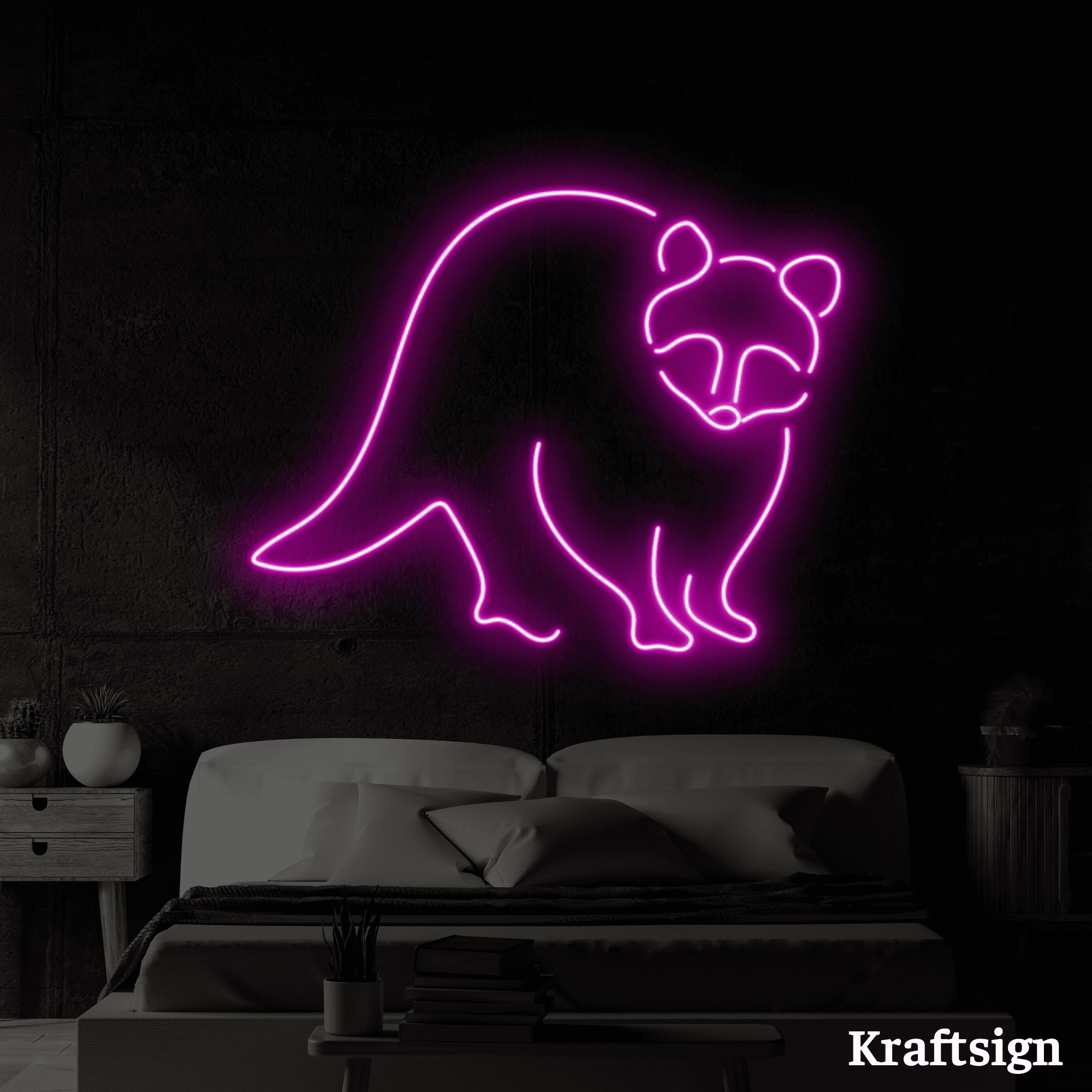 Craftnamesign Raccoon Neon Sign, Raccoon Lover Gift, Kid Room Decor ...