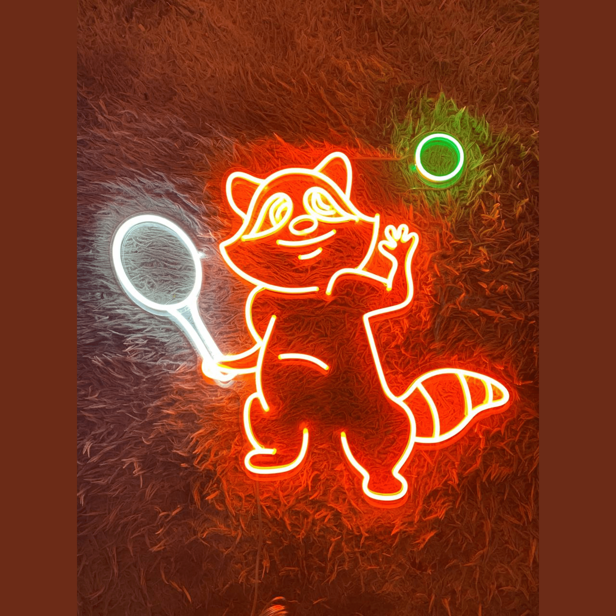 Craftnamesign Raccoon Plays Tennis Neon Sign, Raccoon Decor, Raccoon ...