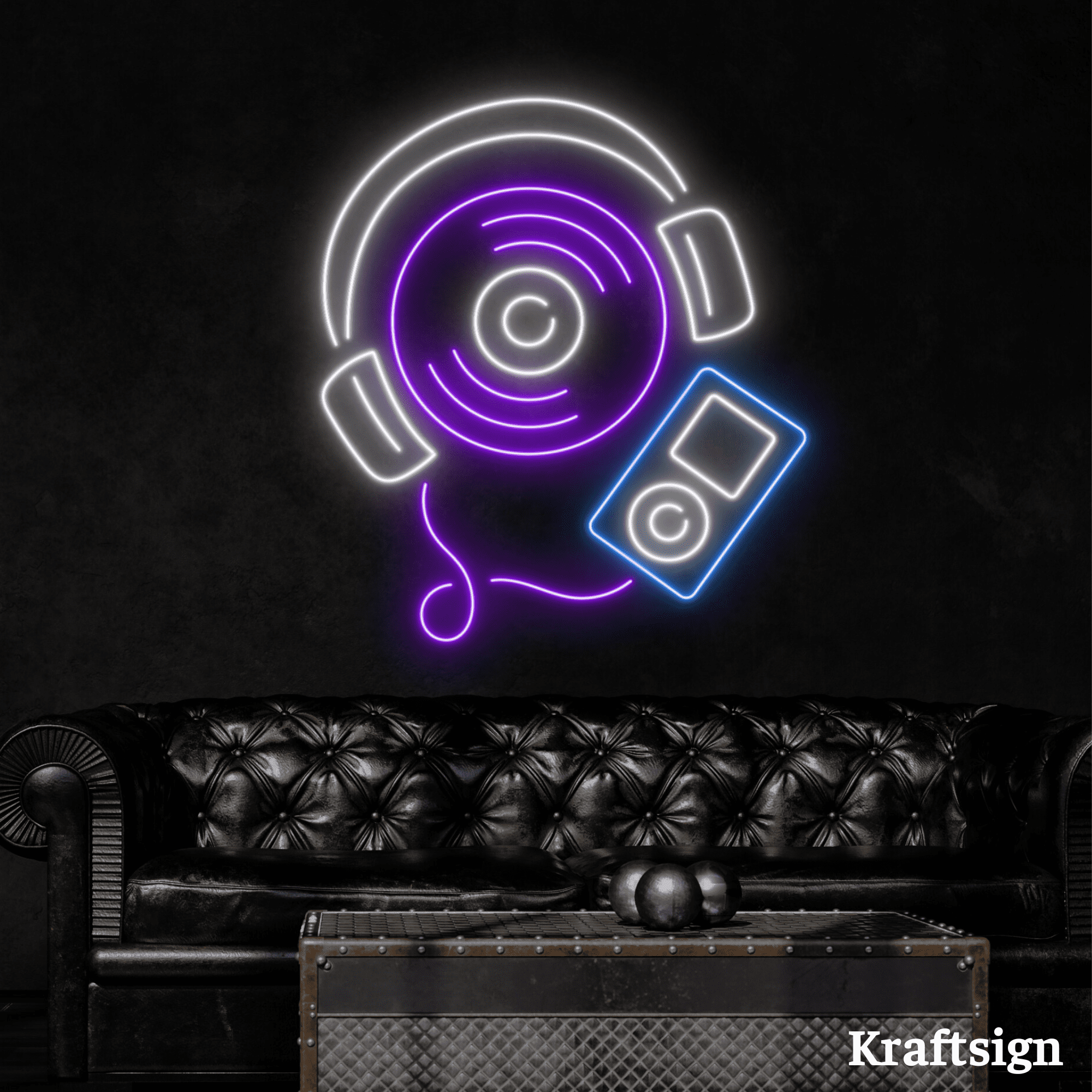 Craftnamesign Radio Headphone Neon Sign, Music Studio LED Sign, Room ...