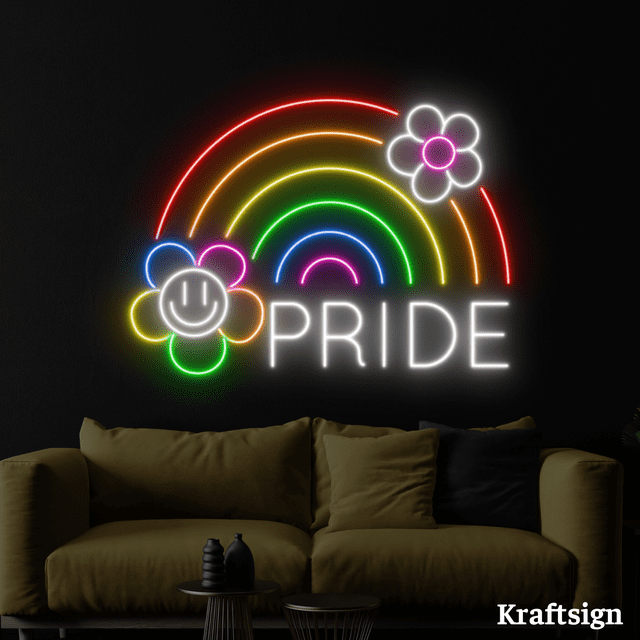 Craftnamesign Rainbow Neon Sign, Pride Decor, LQBT LED Sign, Bedroom ...