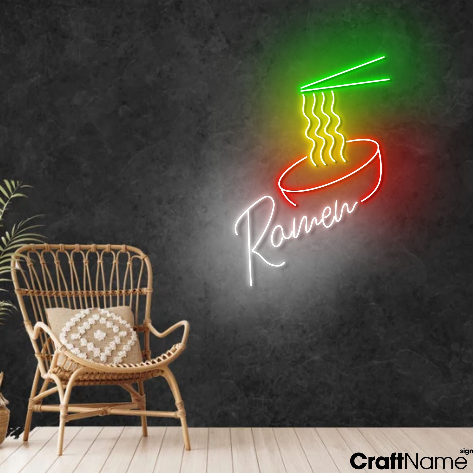 Craftnamesign Ramen Noodle Neon Light Up Wall Art For Japanese ...