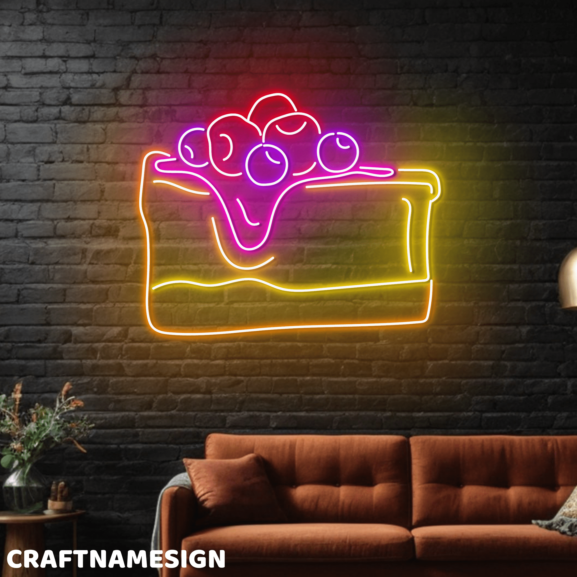 Craftnamesign Raspberry Cheesecake Neon Sign, Cake Store Wall Sign ...