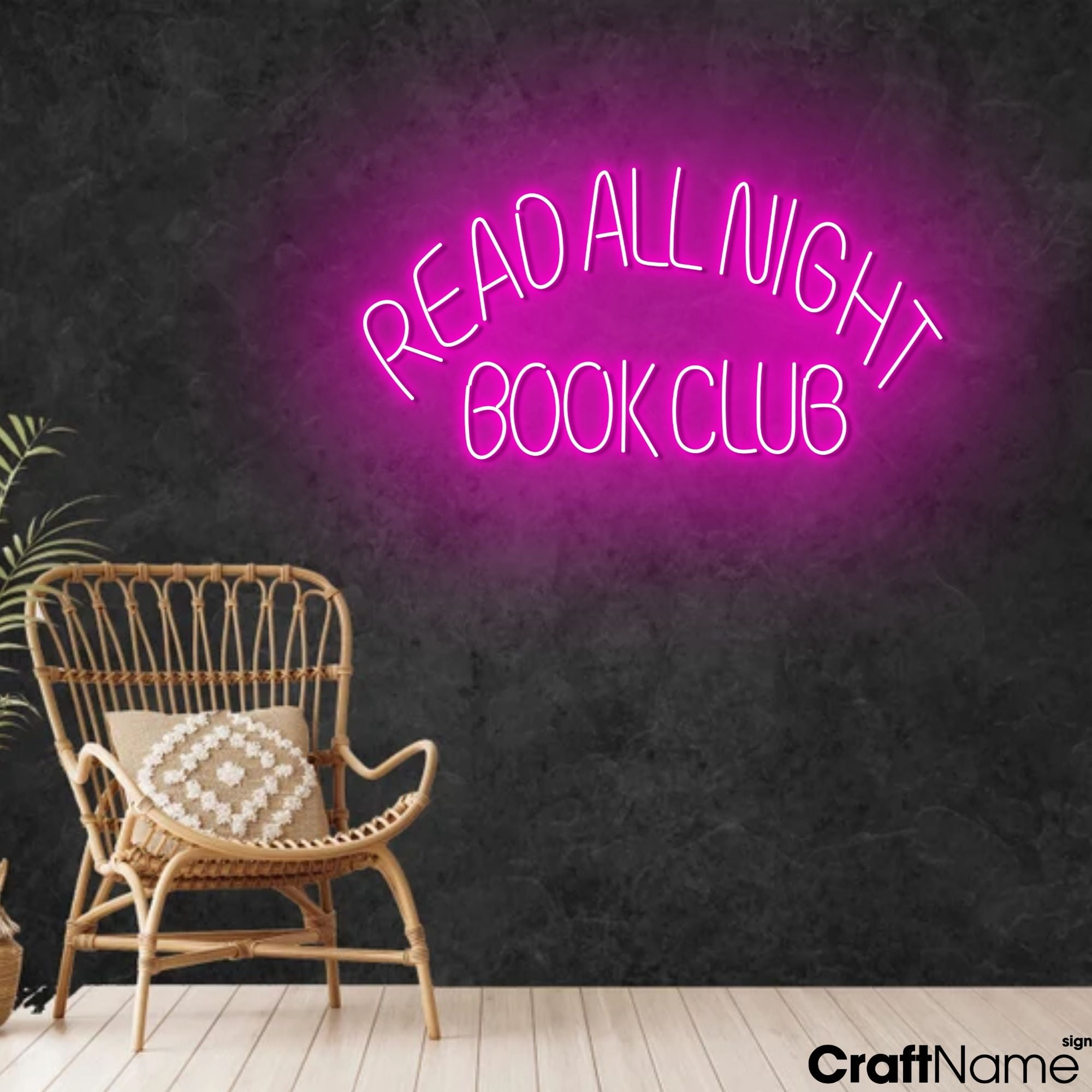Craftnamesign Read All Night Neon Light Sign For Reading Room Book Club ...