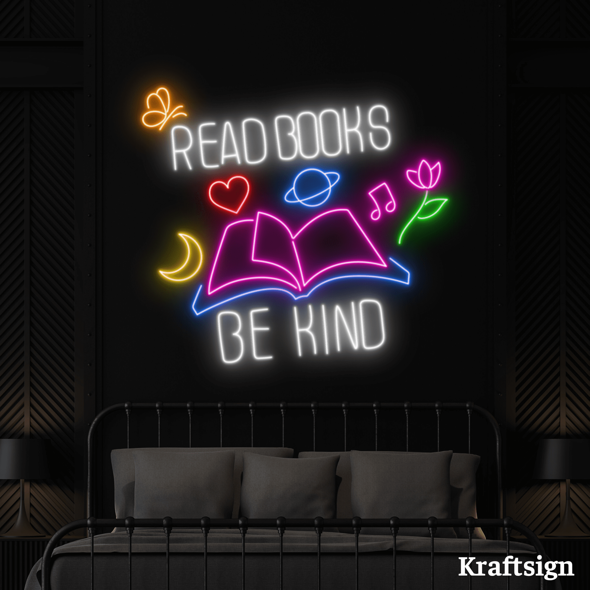 Craftnamesign Read Book Be Kind Neon Sign, Book Store Signs, Library ...