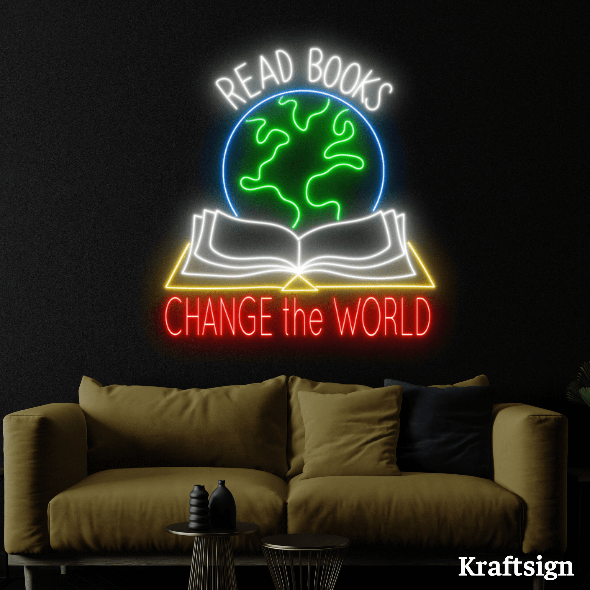 Craftnamesign Read Book Change In World Neon Sign, Book Store LED Signs ...