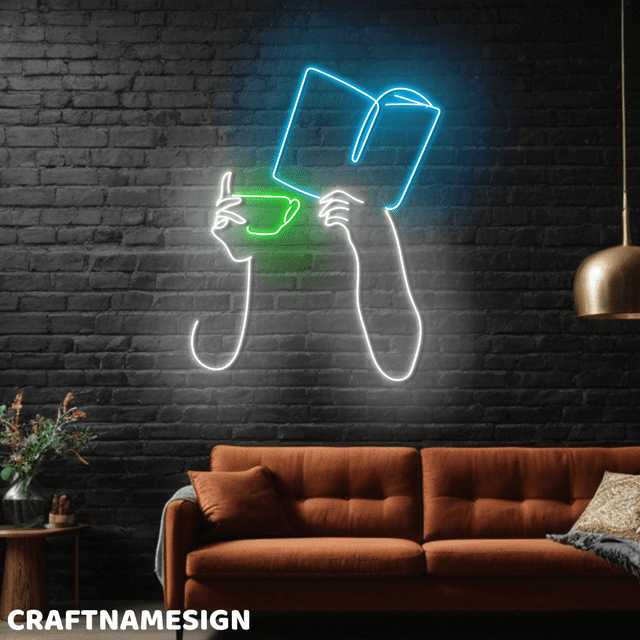 Craftnamesign Reading Book Neon Sign, Coffee Wall Sign, Reading Room ...