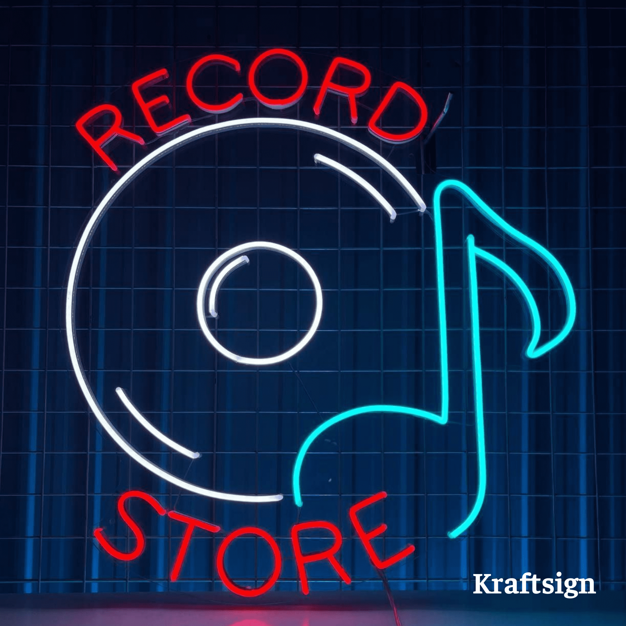 Craftnamesign Record Store Neon Sign, Music Note Decor, Music Studio ...