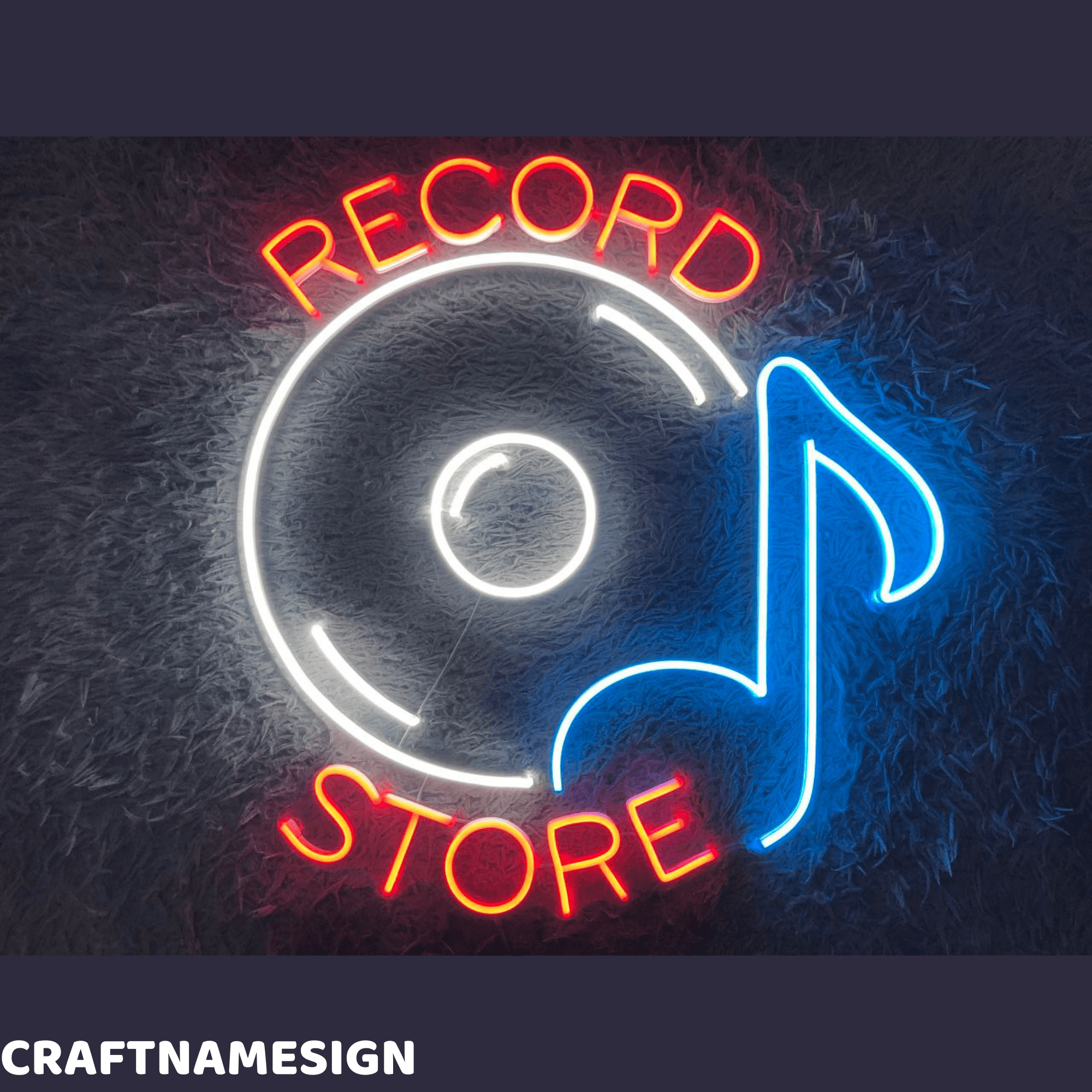 Craftnamesign Record Store Neon Sign, Vinyl Record Wall Decor, Music ...