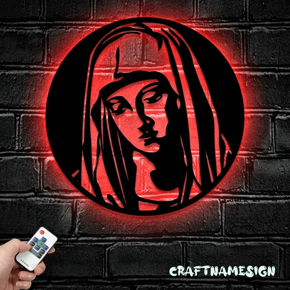Craftnamesign Religious Mary Mother Of Jesus Metal LED Light, Christ ...