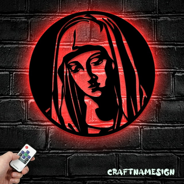 Craftnamesign Religious Mary Mother Of Jesus Metal LED Light, Christ ...
