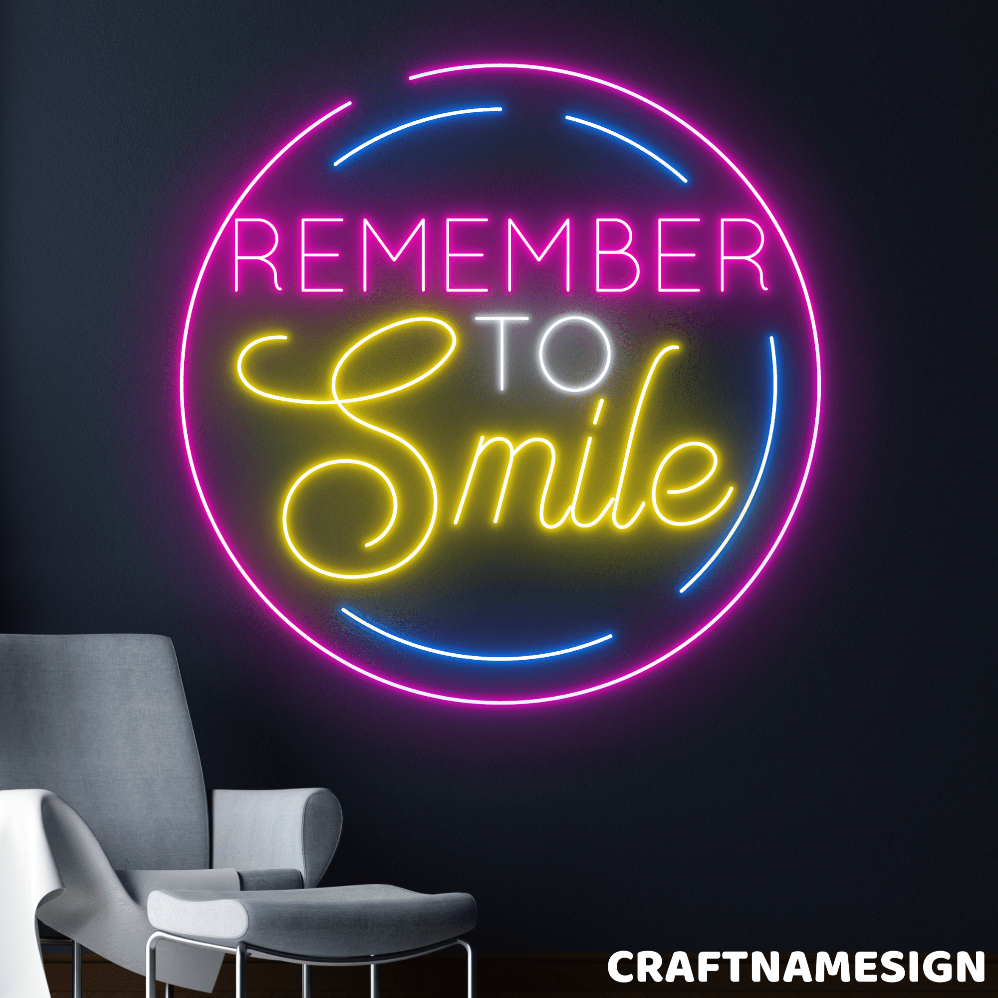 Craftnamesign Remember To Smile Neon Sign, Bedroom Wall Art, Beauty Spa ...