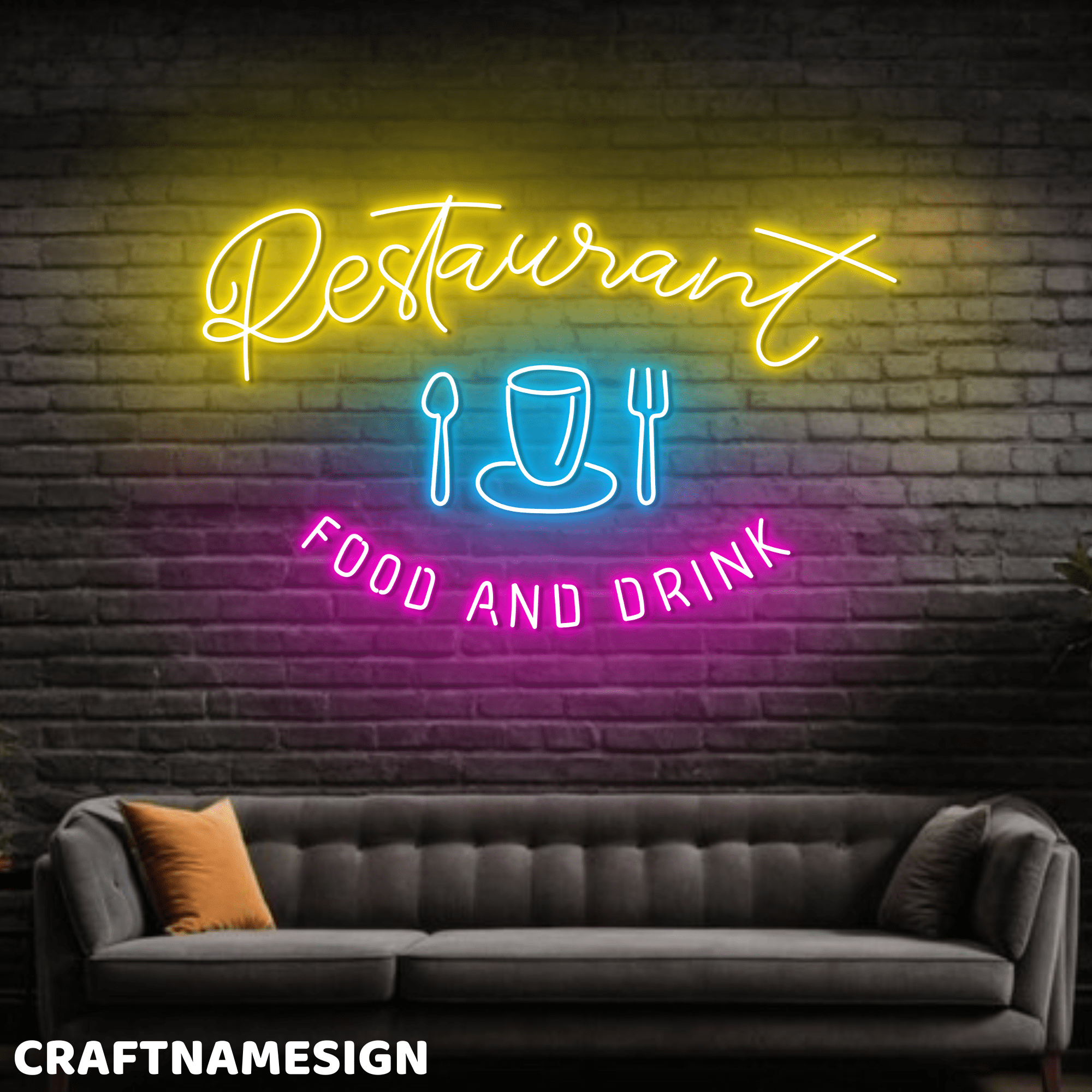 Craftnamesign Restaurant Food And Drink Neon Sign, Welcome Sign For ...