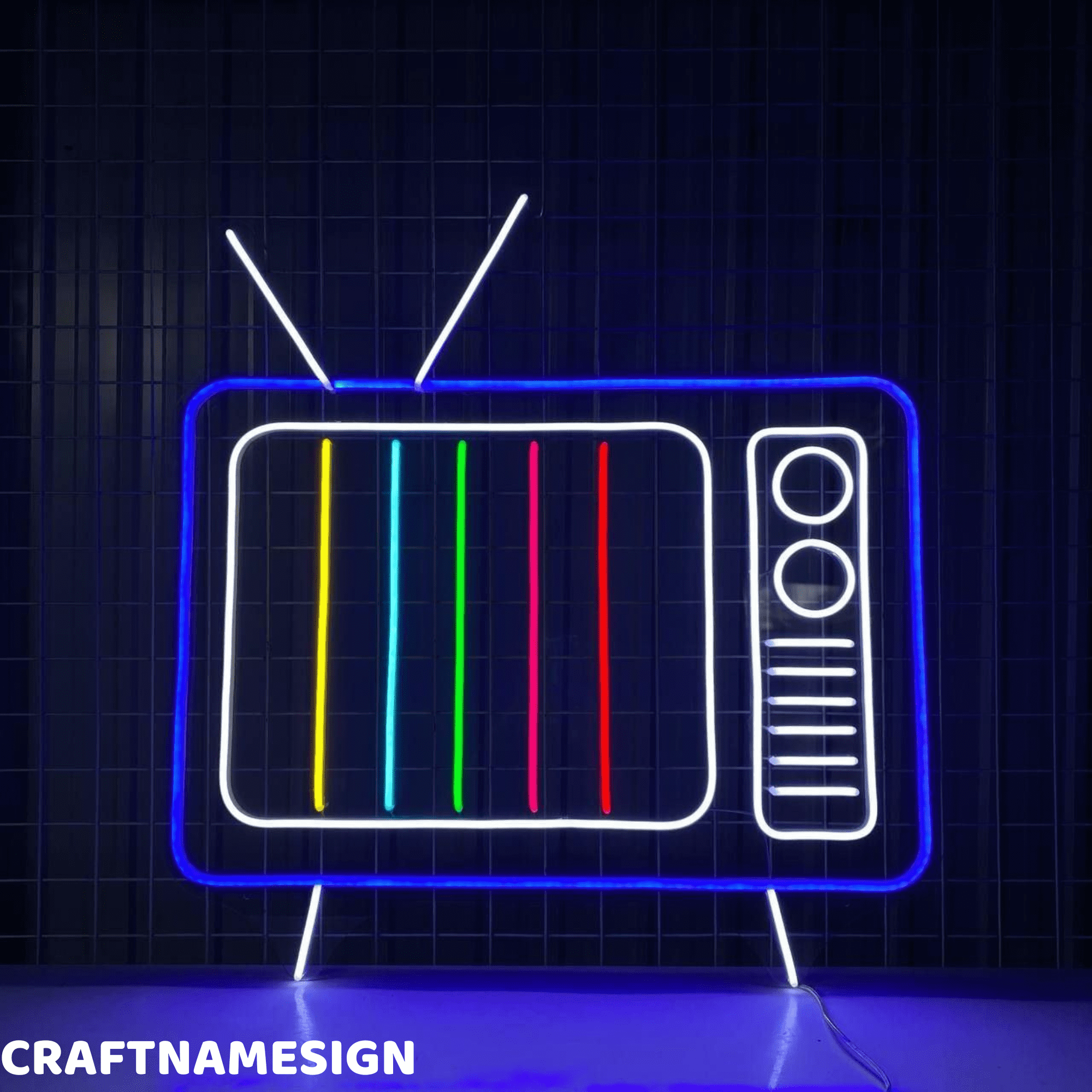 Craftnamesign Retro Television Neon Sign, TV Wall Sign, Home Room Wall ...