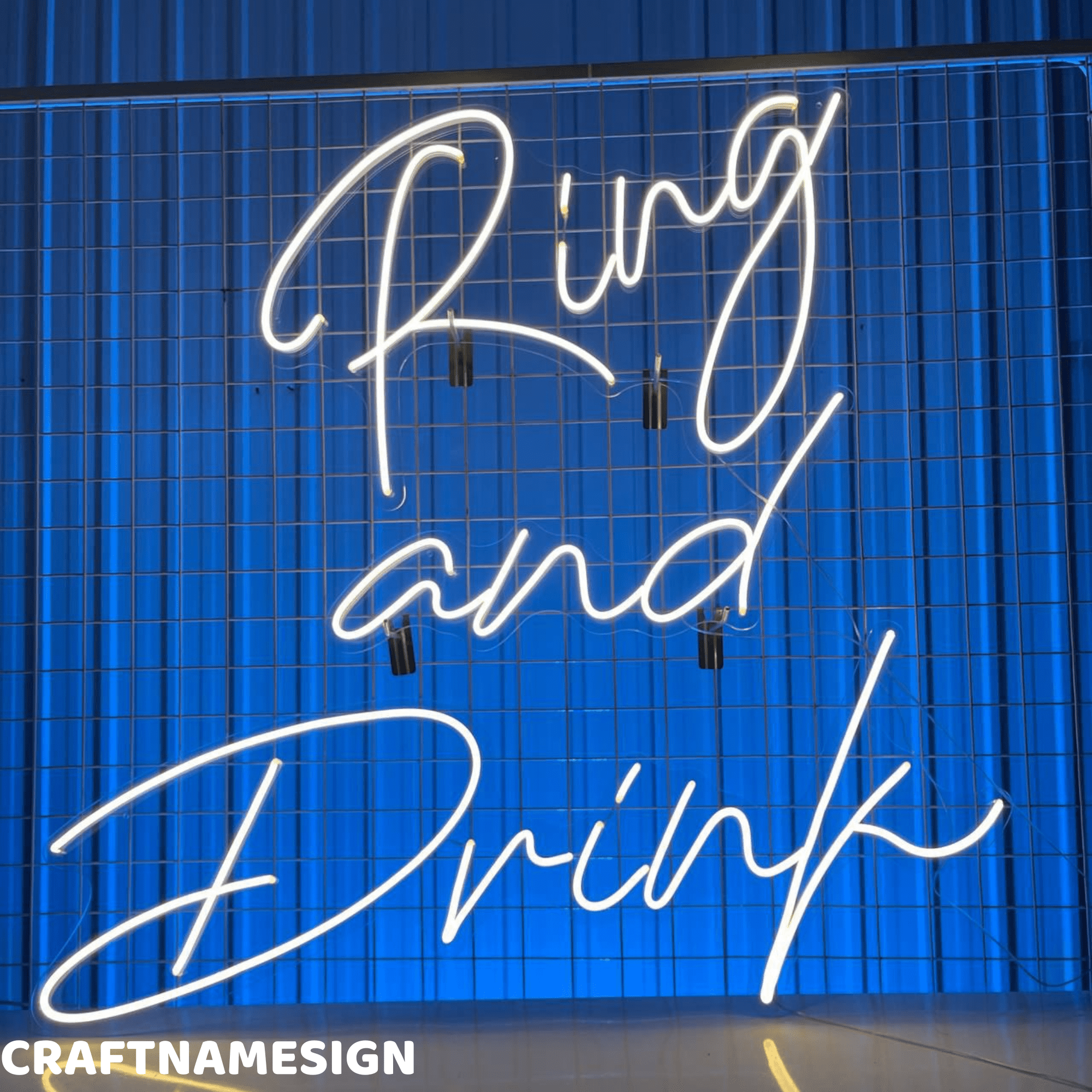 Craftnamesign Ring And Drink Neon Sign, Drink Wine Sign Decor, Wedding ...