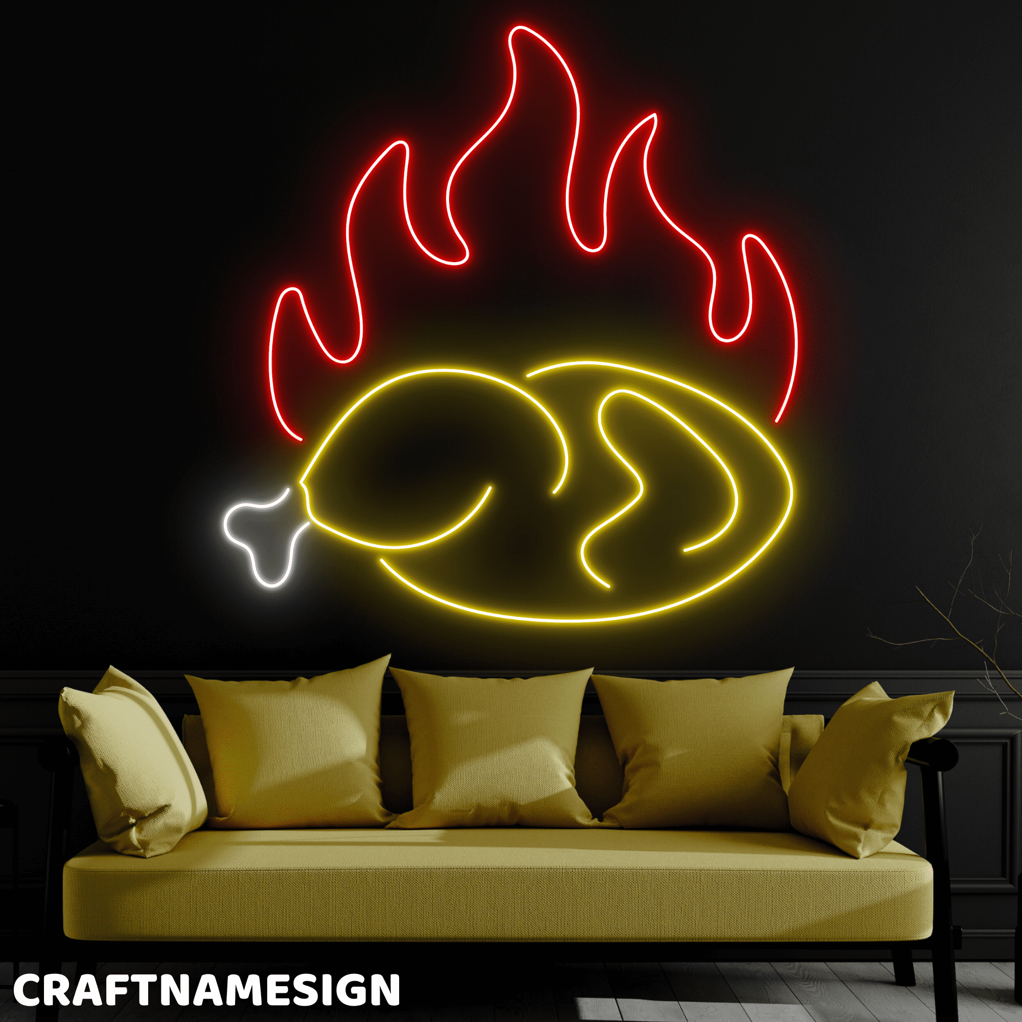 Craftnamesign Roasted Chicken Neon Sign, Restaurant Wall Art, Kitchen ...