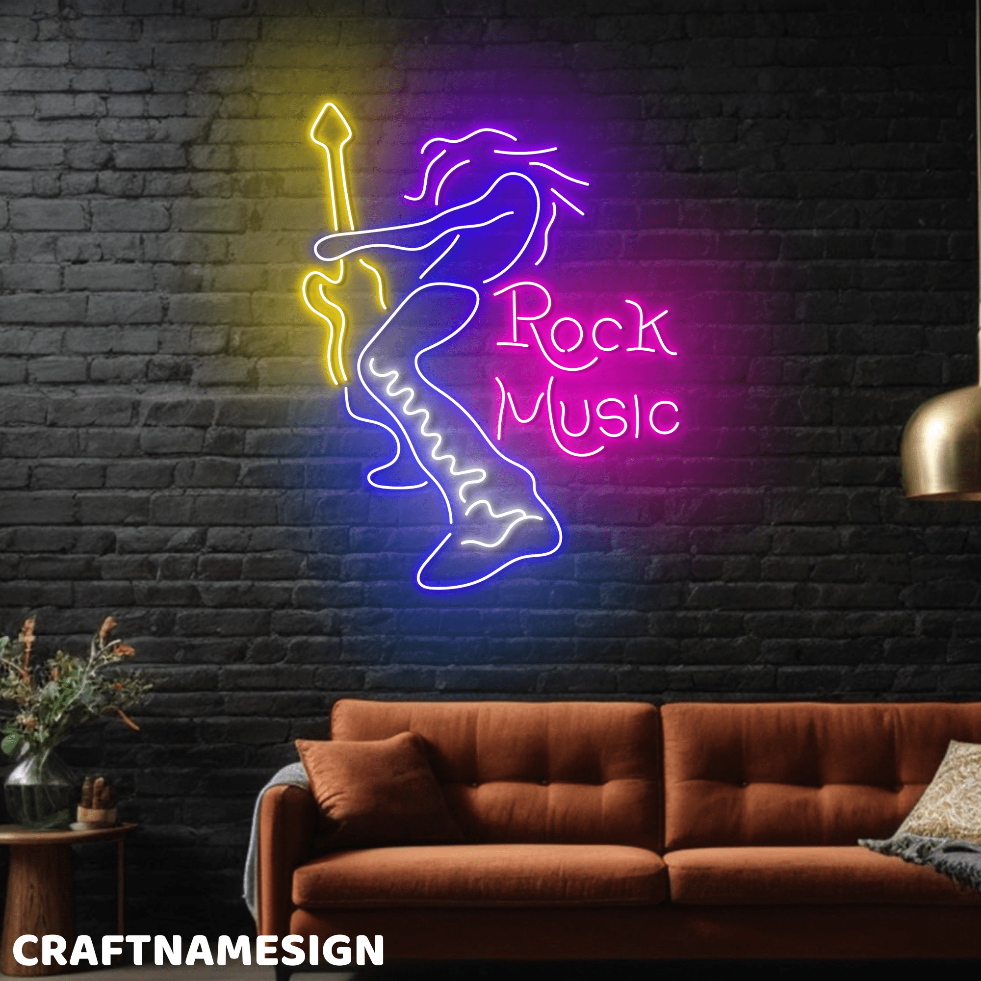 Craftnamesign Rock Music Neon Light For Wall Decor, Music Studio LED ...