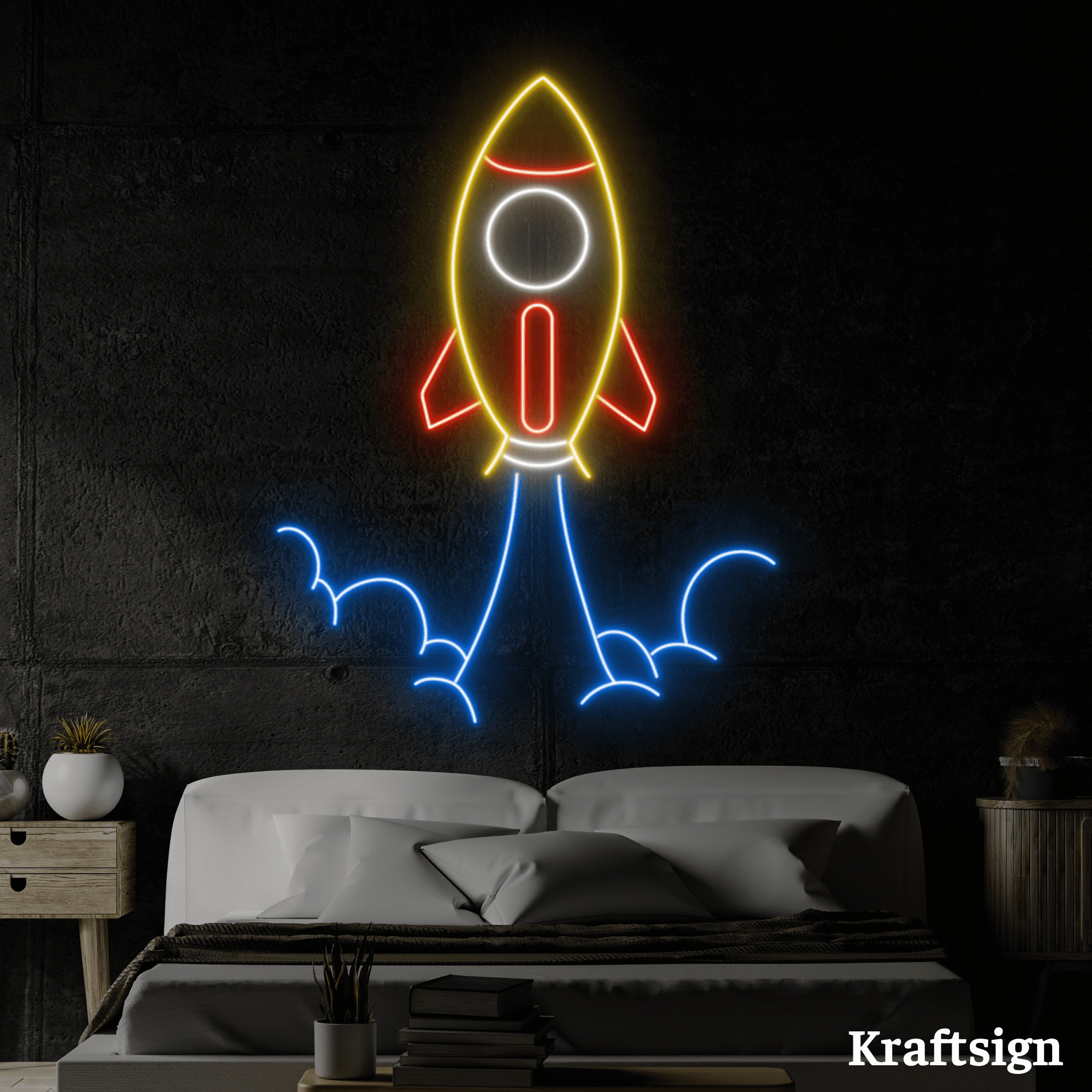 Craftnamesign Rocket Fly Neon Sign, Spaceman LED Sign, Rocket Lover ...