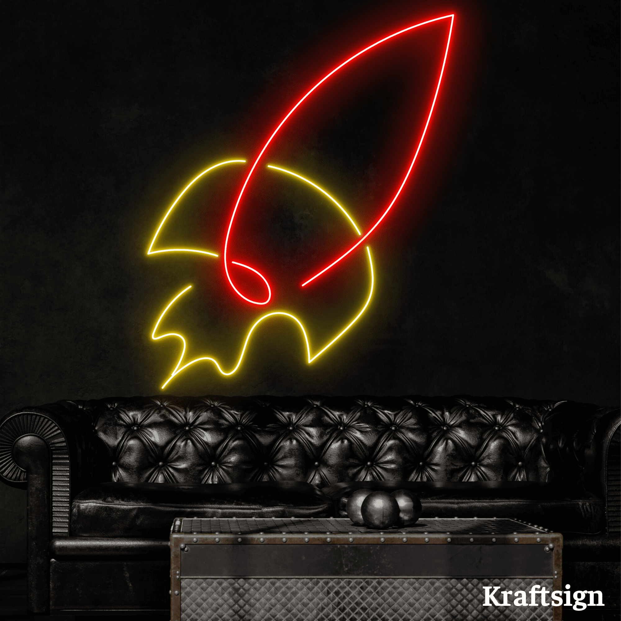 Craftnamesign Rocket Neon Sign, Rocket Line Art, Rocket Wall Decor ...