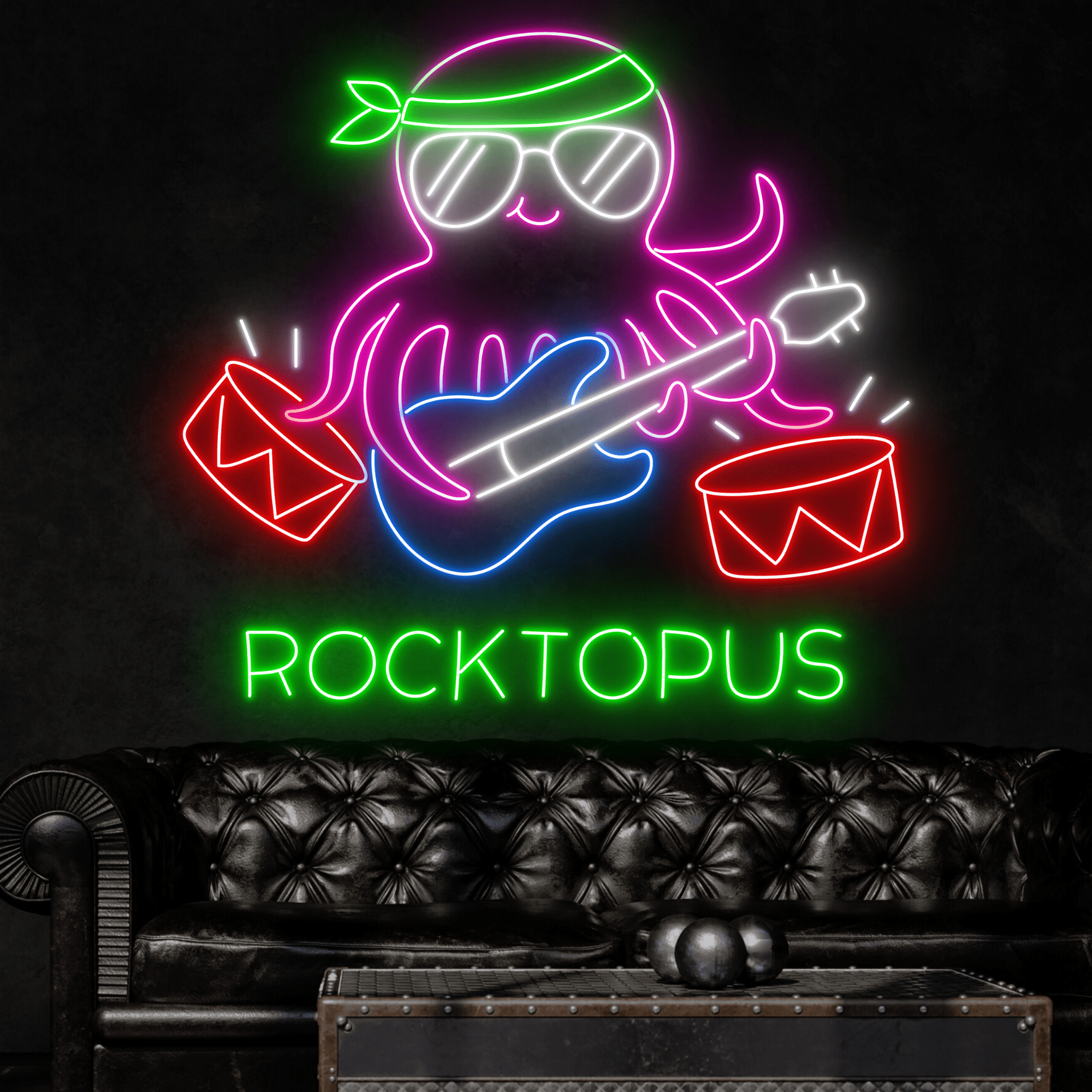Craftnamesign Rocktopus Neon Sign, Octopus Wall Art, Rock Wall Decor ...
