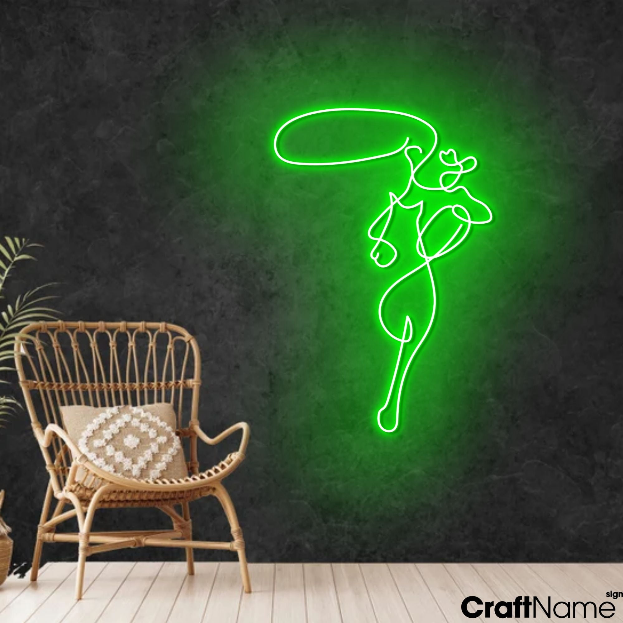 Craftnamesign Rodeo Line Art Neon Light Up, Cowboy LED Sign For Bar Pub ...