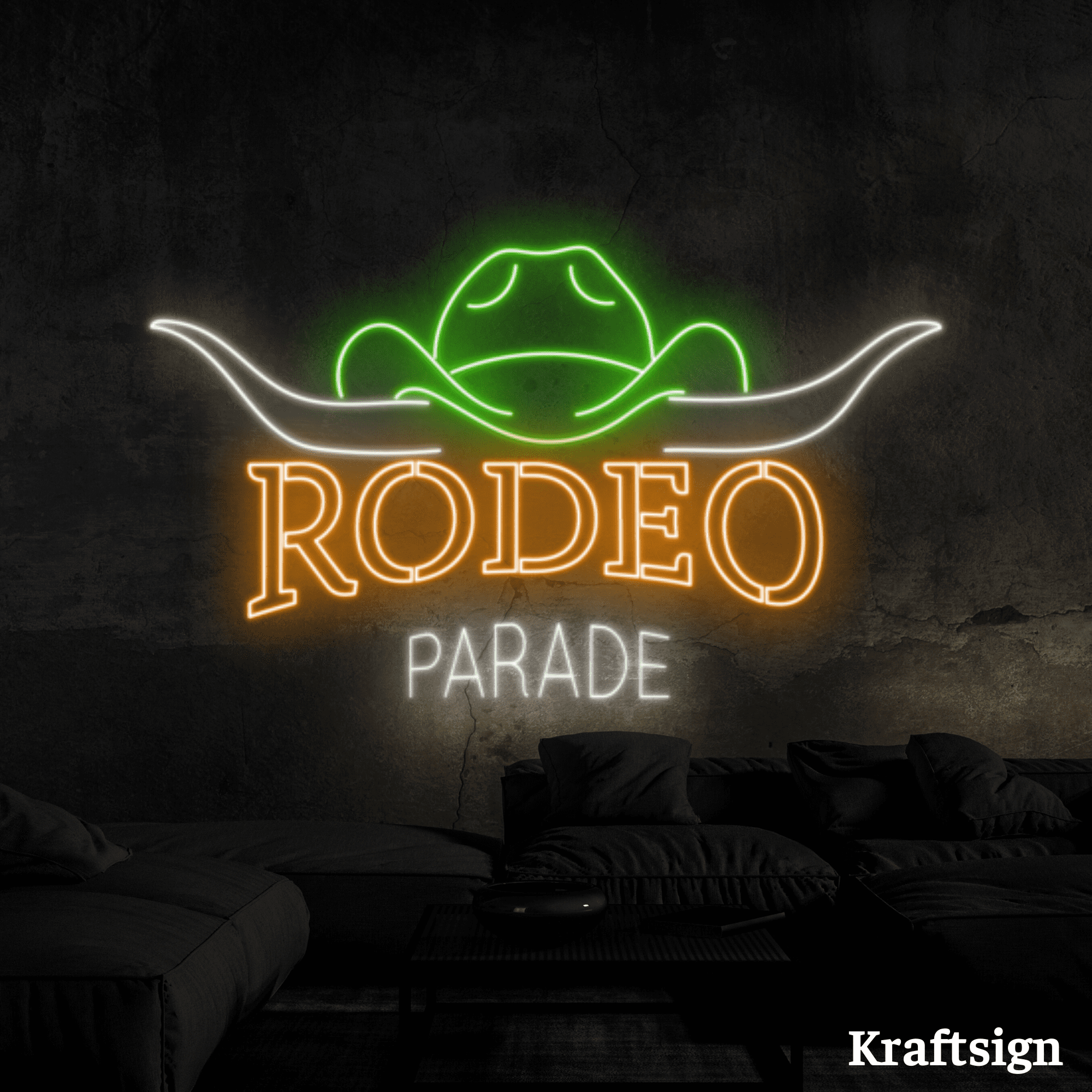 Craftnamesign Rodeo Neon Sign, Horn LED Sign, Men Cave Decor, Vintage ...