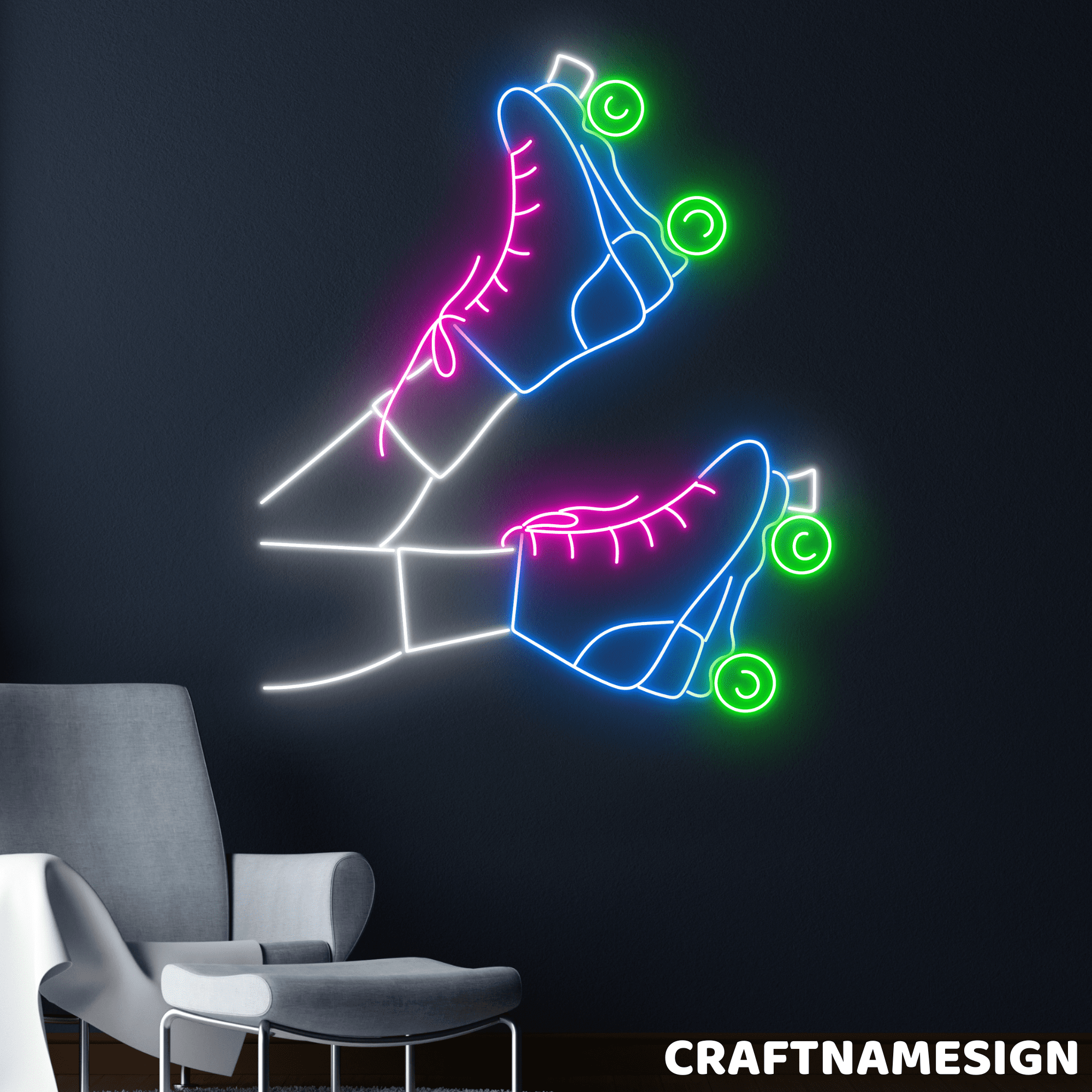 Craftnamesign Roller Skate Neon Sign, Girl Roller Skate Shoes Wall Art ...
