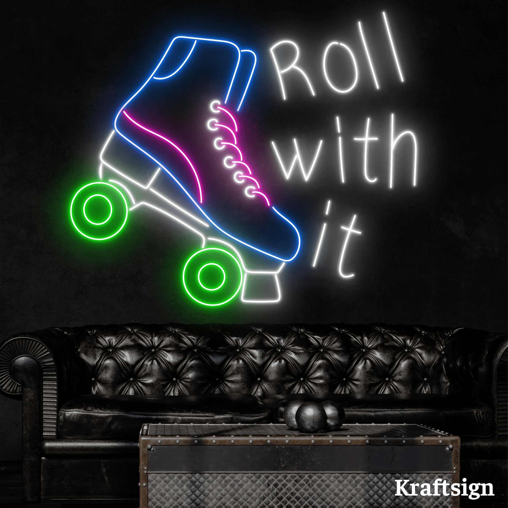 Craftnamesign Roller Skating Neon Sign, Roller Skating LED Decor ...