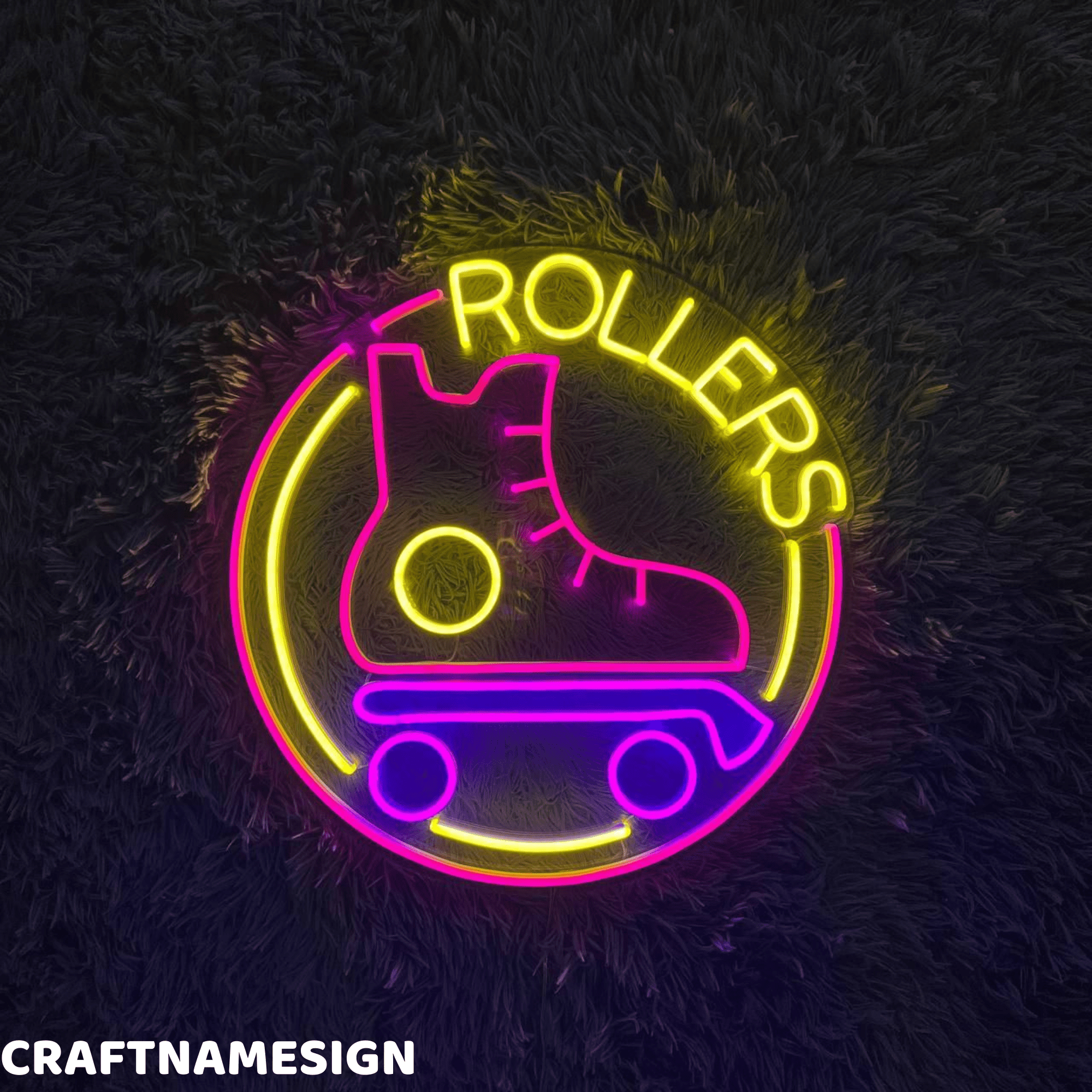 Craftnamesign Rollers Neon Sign, Roller Skating Club Wall Art, Rollers ...