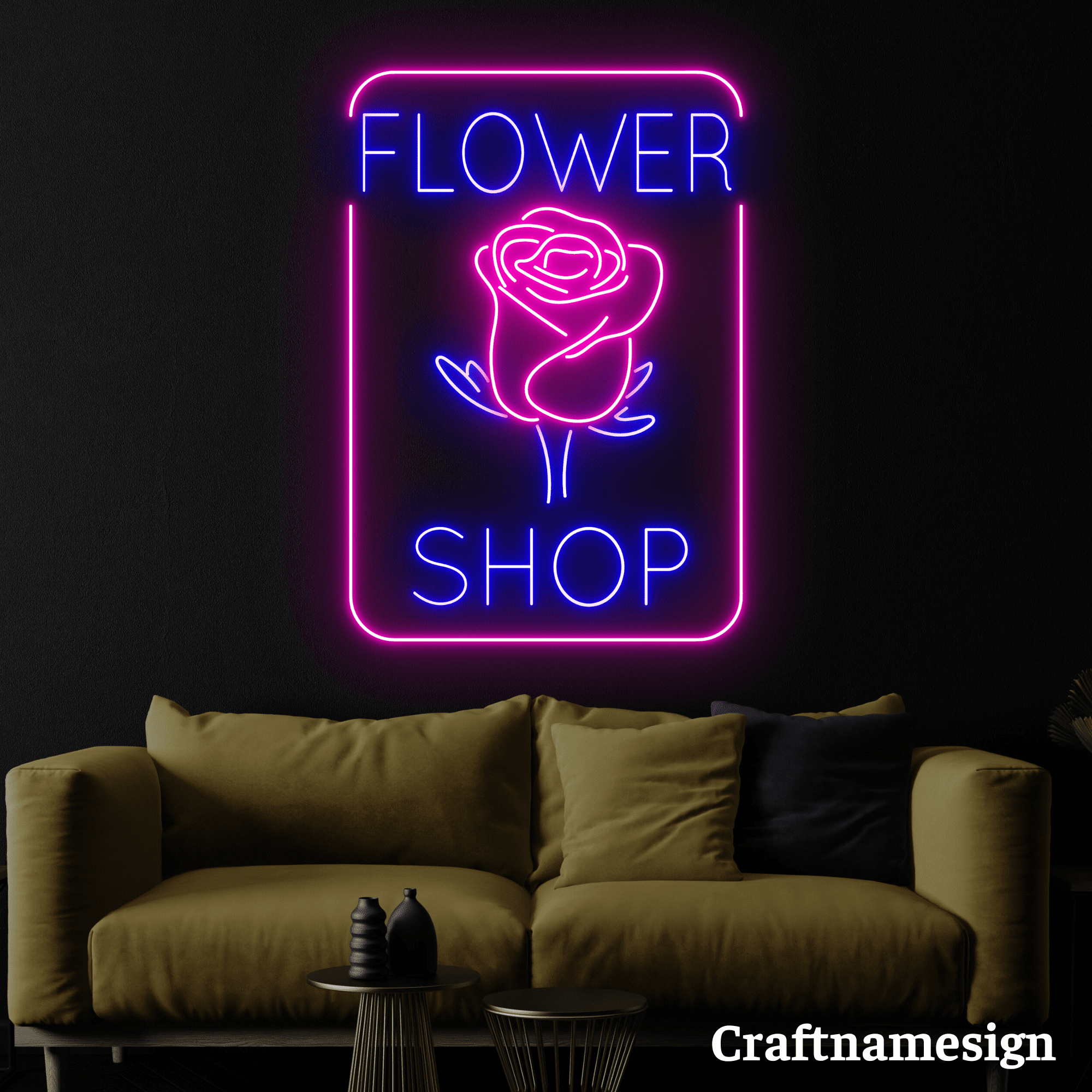 Craftnamesign Rose Flower LED Light Neon Sign for Flower Shop Wall ...