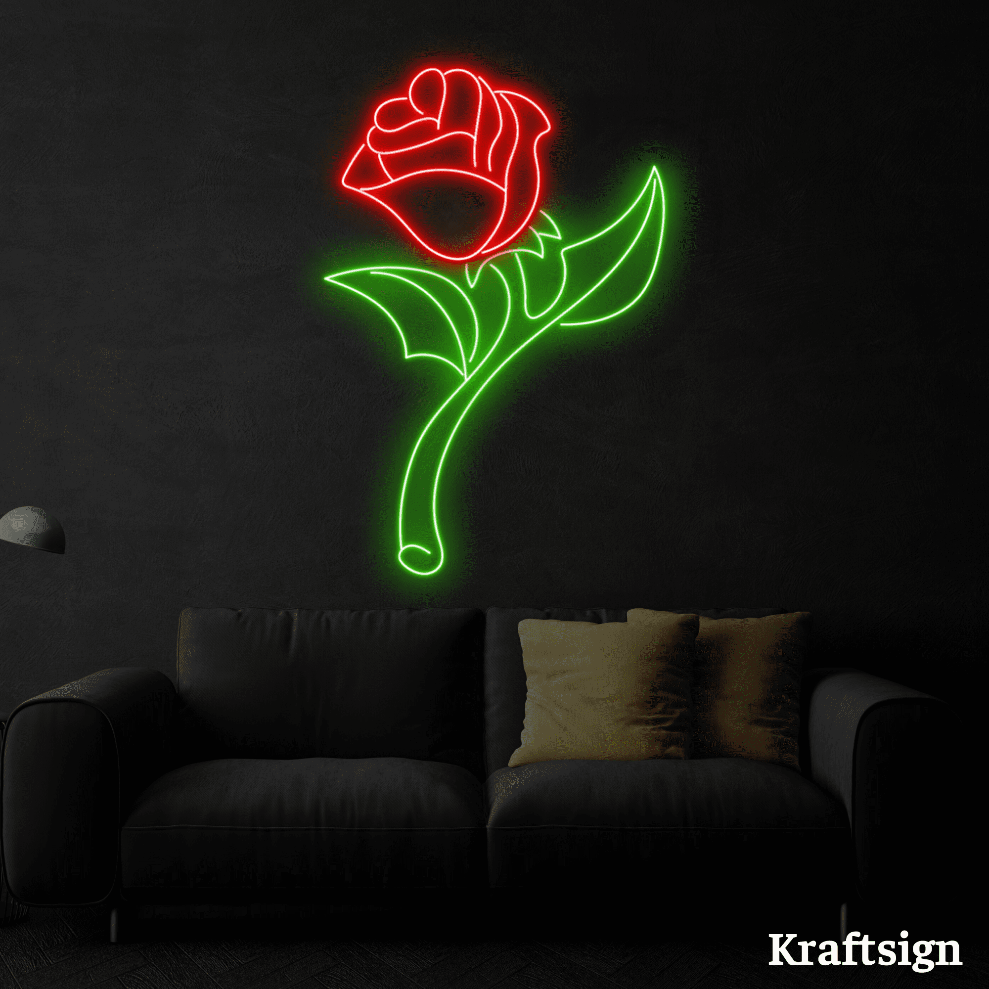 Craftnamesign Rose Flower Neon Sign, Flower Shop Decor, Rose Lover ...