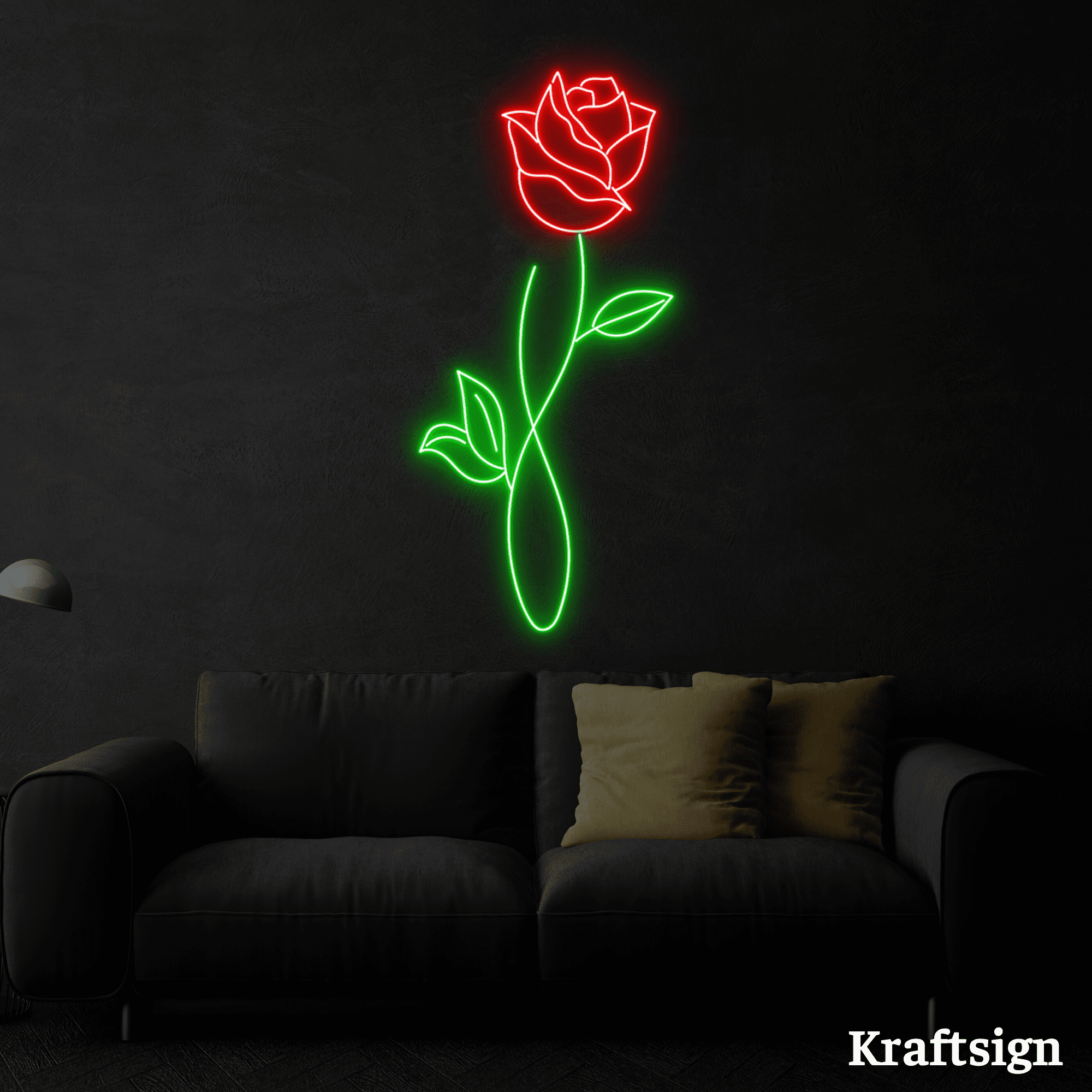 Craftnamesign Rose Flower Neon Sign, Flower Shop LED Signage, Rose Wall ...