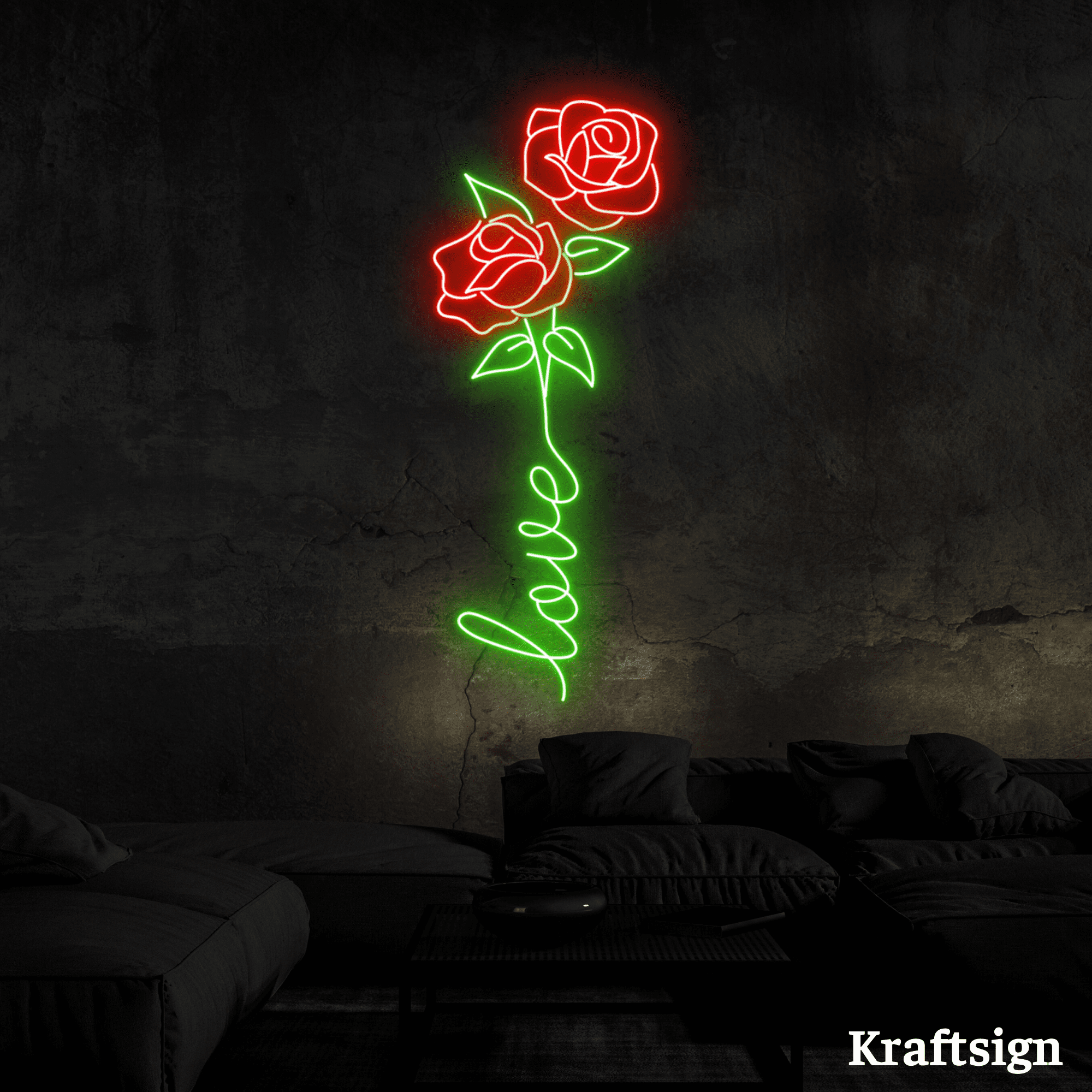 Craftnamesign Rose Flower Neon Sign, Love LED Sign, Flower Shop Decor ...