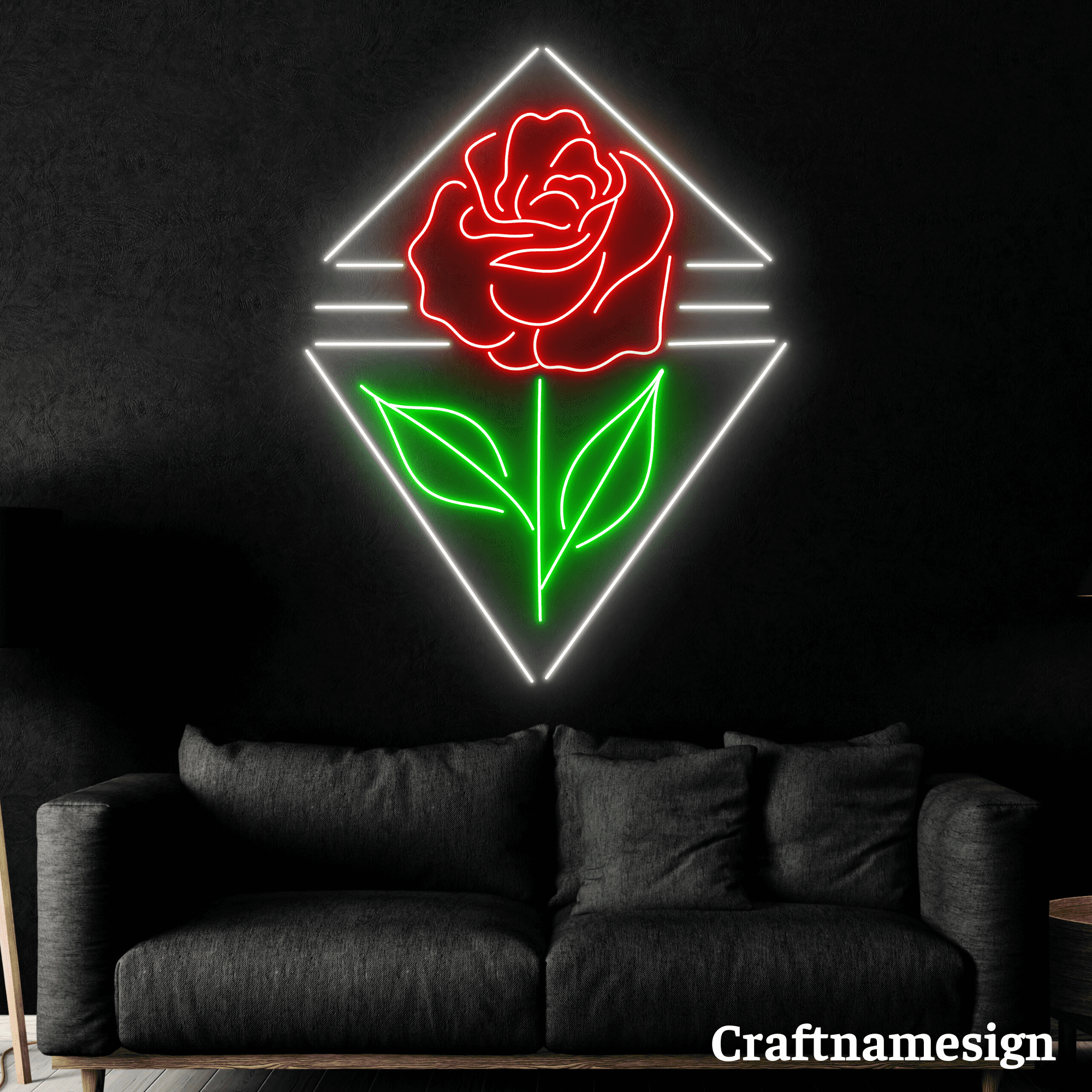 Craftnamesign Rose Flower Neon Sign for Flower Shop Bedroom Wall Decor ...