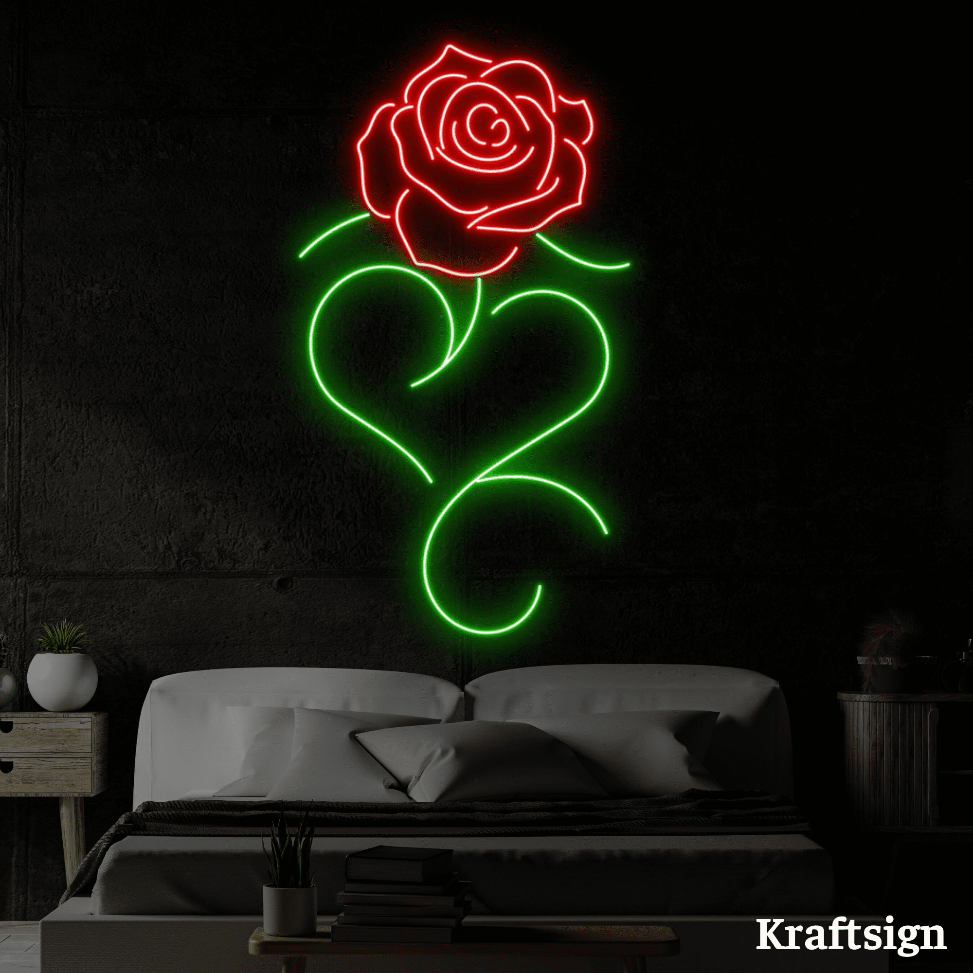 Craftnamesign Rose Flower Neon sign, Flower Shop Decor, Rose Lover ...