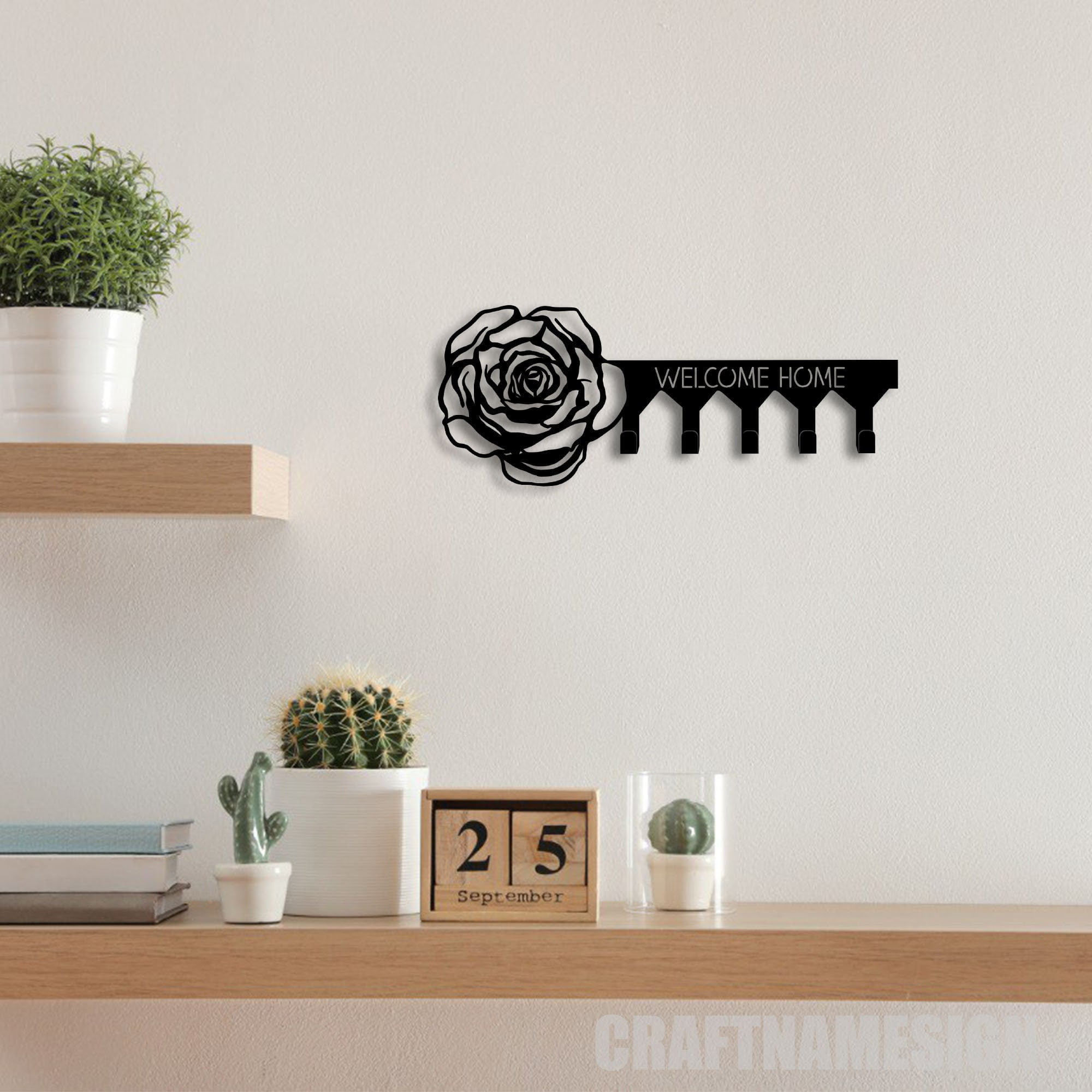 Craftnamesign Rose Metal Key Holder, Flower Decor Key Holder, Metal ...