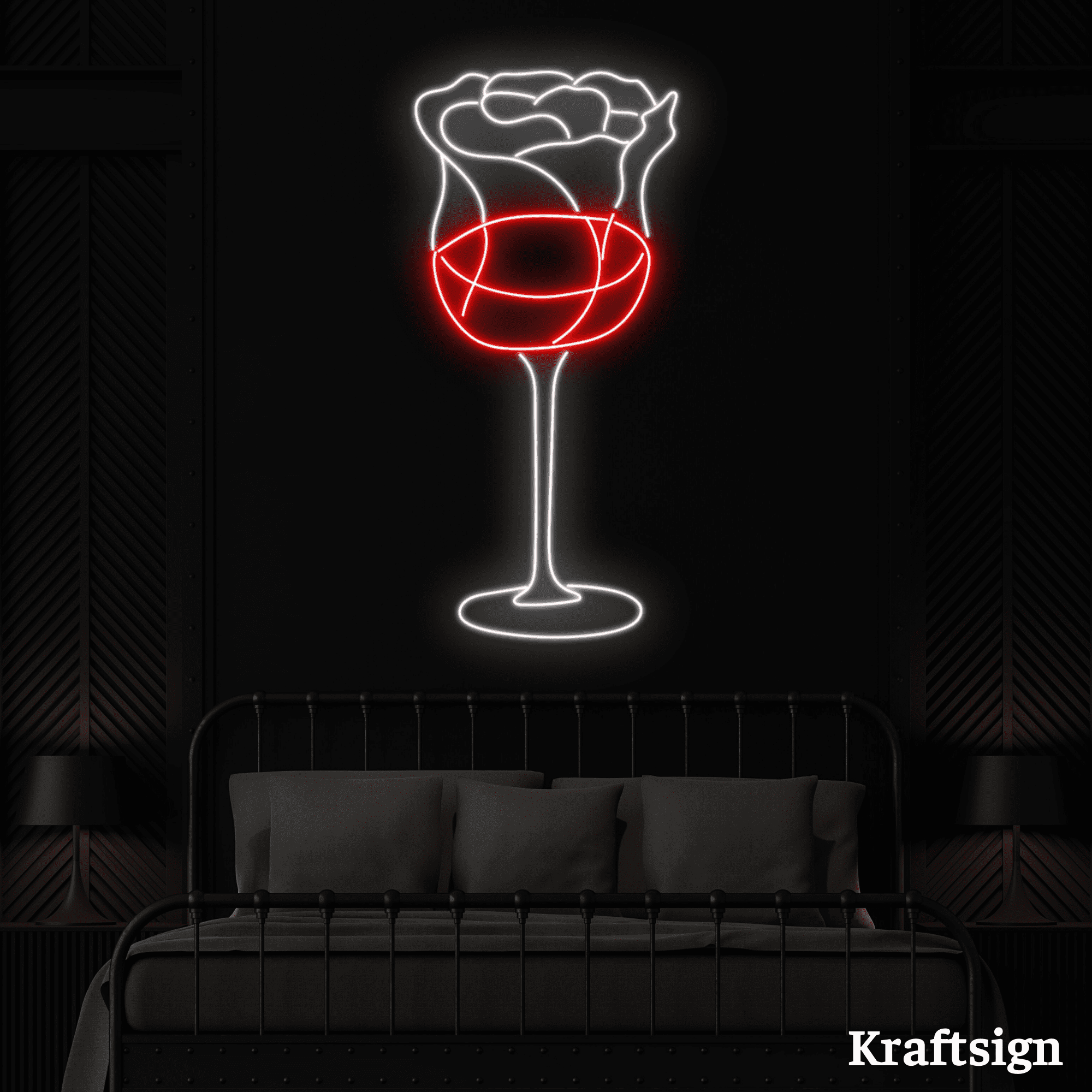Craftnamesign Rose Wine Neon Sign, Rose LED Sign, Bar Club Pub Decor ...