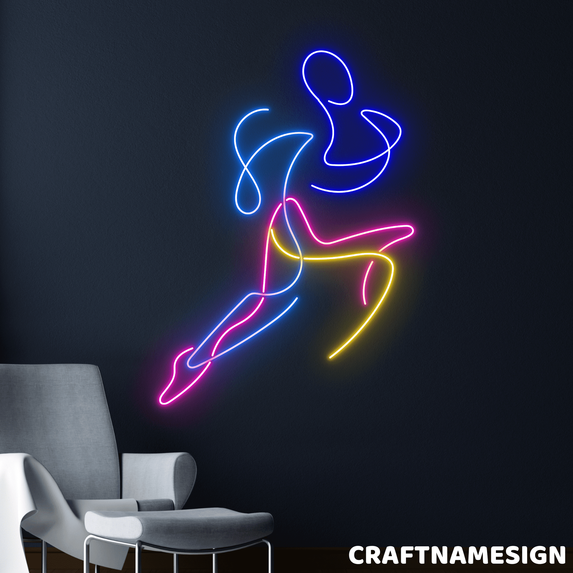 Craftnamesign Runner Neon Sign, Sport Room Wall Decor, Running Wall Art ...