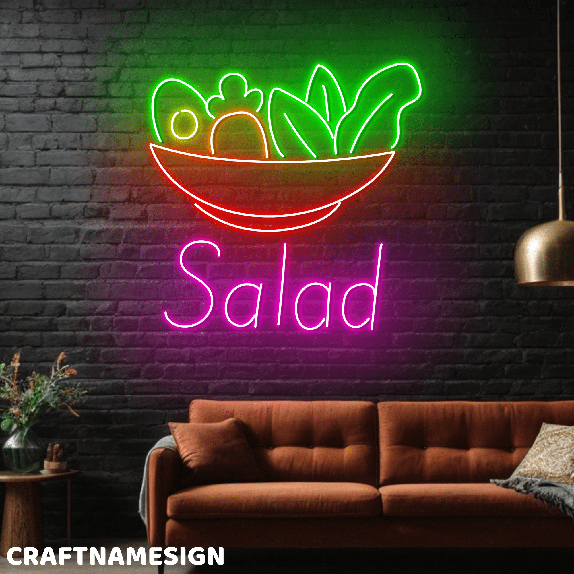 Craftnamesign Salad Neon Sign, Kitchen Wall Art, Restaurant Wall Decor ...