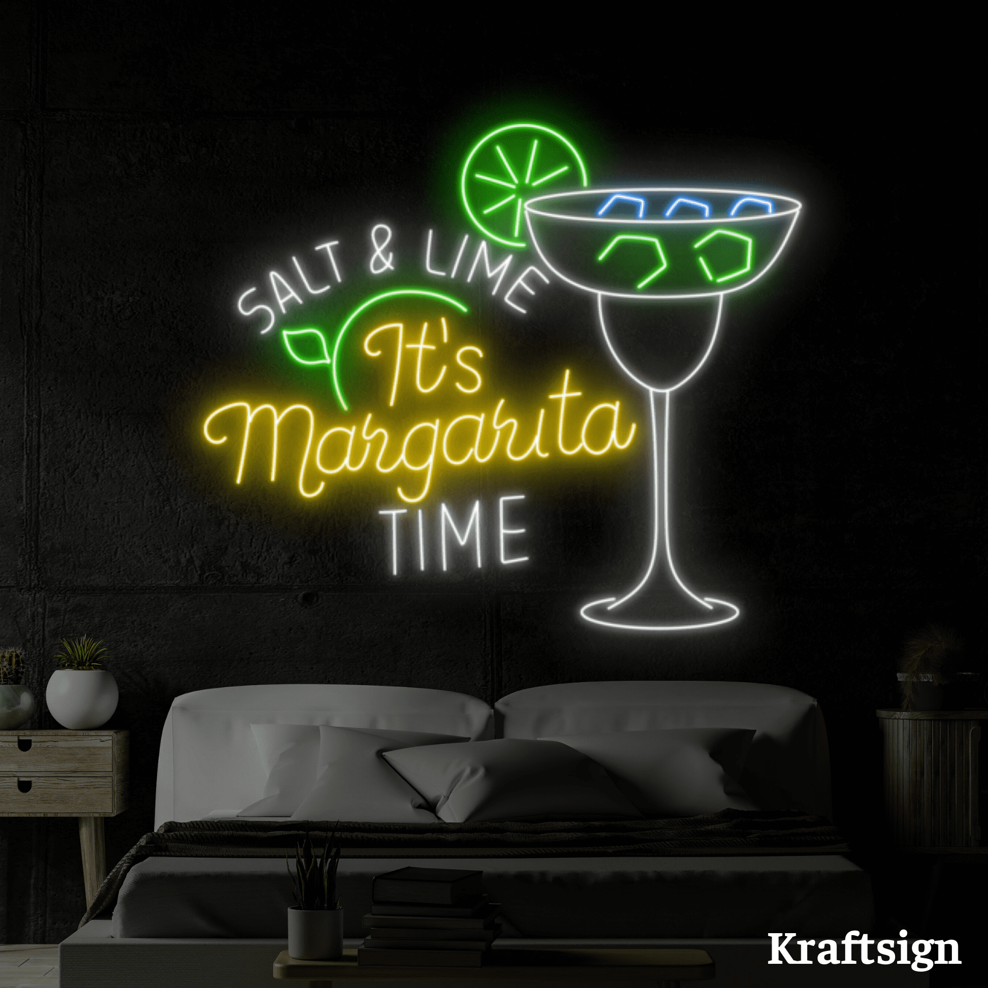 Craftnamesign Salt Lime It's Margarita Time Neon Sign, Bar Club Pub ...