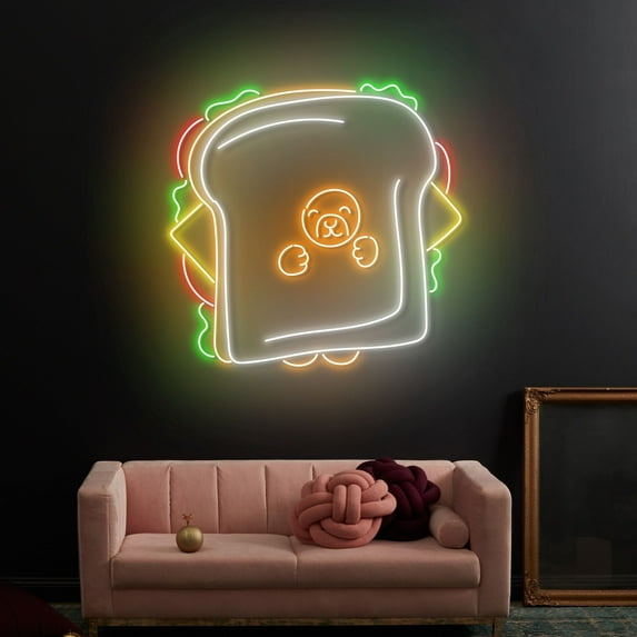 Craftnamesign Sandwich Dog Neon Sign, Breakfast Store Led Light, Cute ...